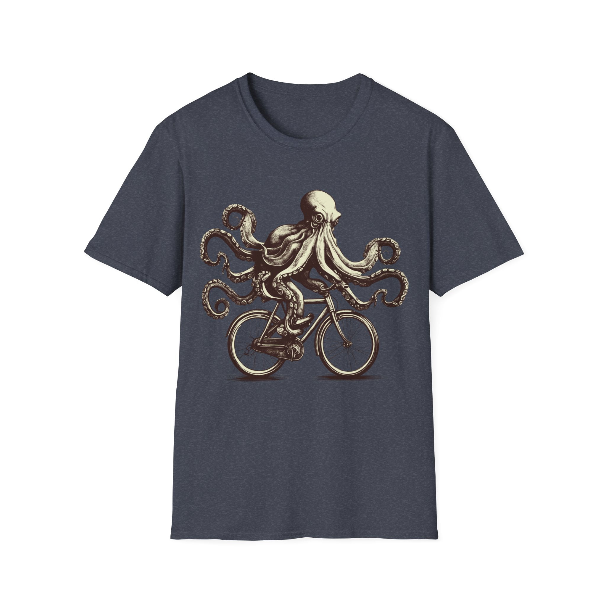 Octopus On Bicycle Funny Cycling Squid Road Bike Cyclist TShirt ...