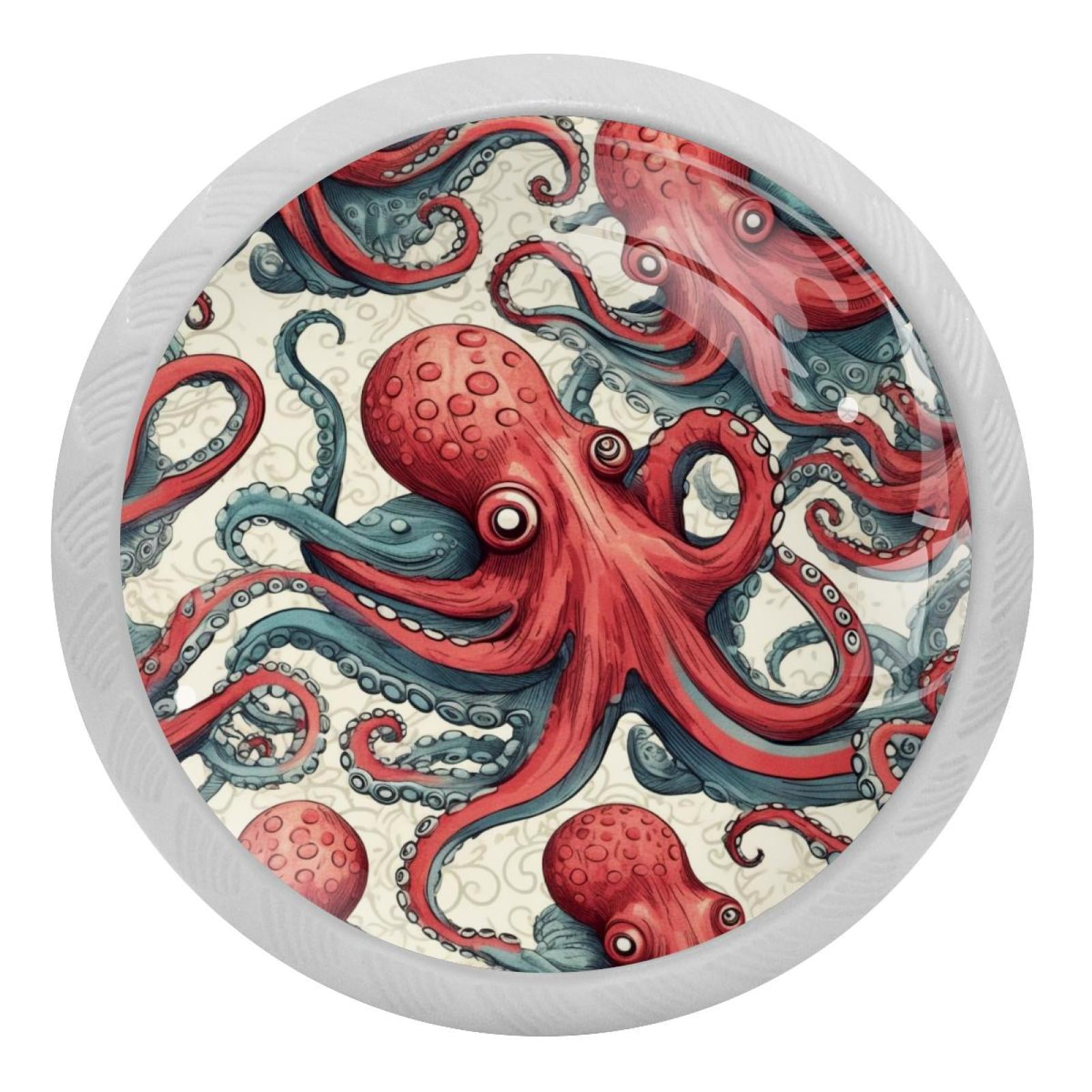Octopus Pattern 4PCS Cabinet Knobs Pulls Fluorescent Drawer Handle ...