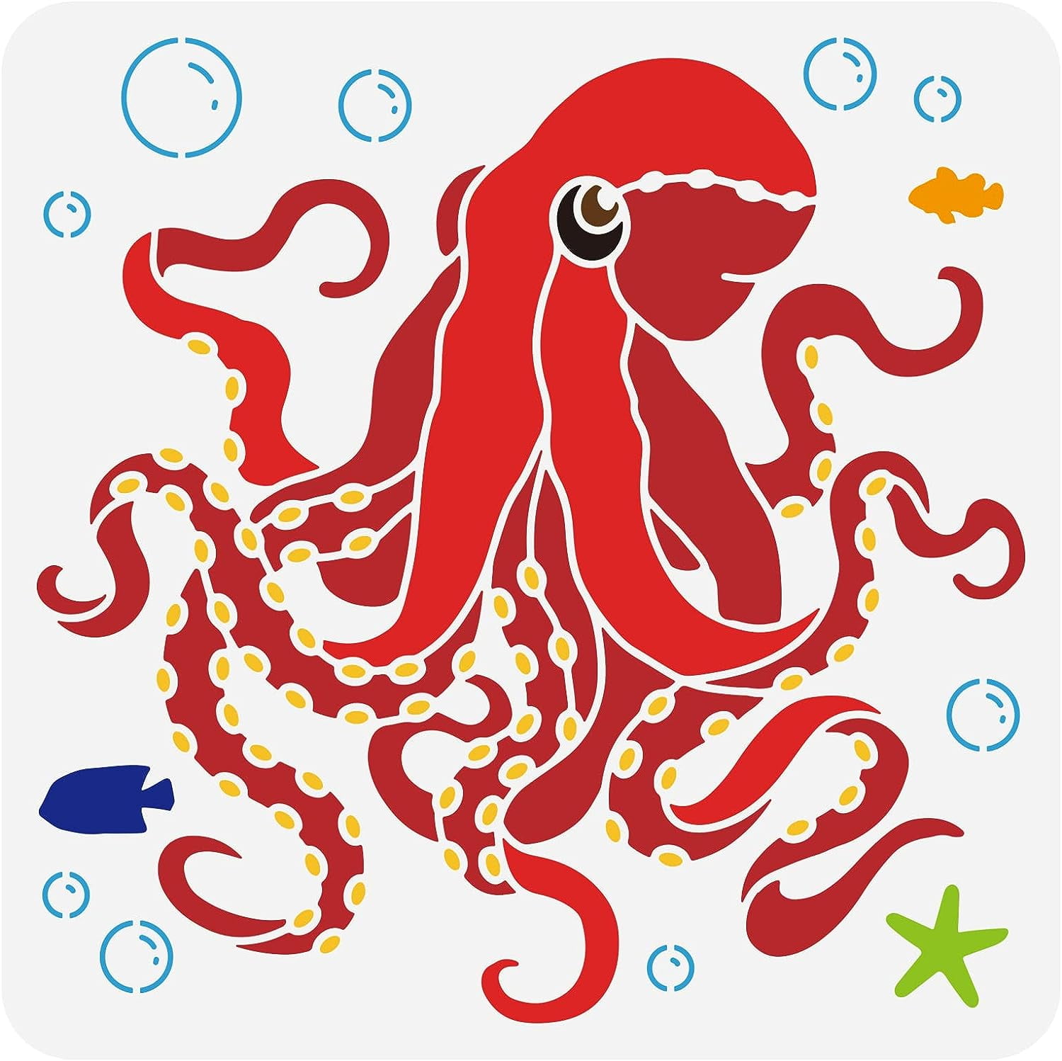 Octopus Pattern Stencil for Painting 11.8x11.8 inch Reusable Sea ...