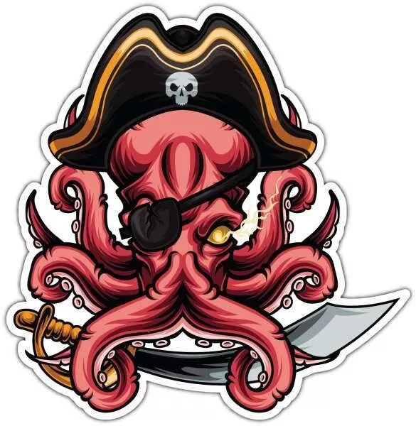 Octopus Pirate Buccaneer Ocean Jolly Roger Car Window Stickerphone ...