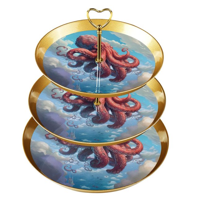 Octopus Plastic Discs Iron Pillar Display Stand for Dessert Table ...