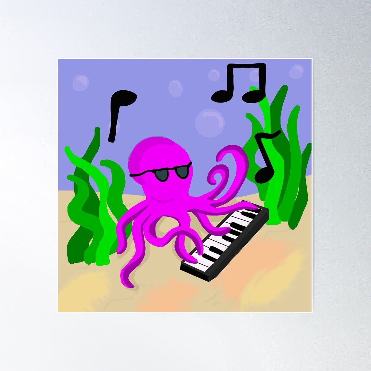Octopus Playing Piano Poster Wall Art, Modern Wall Decor For Living ...