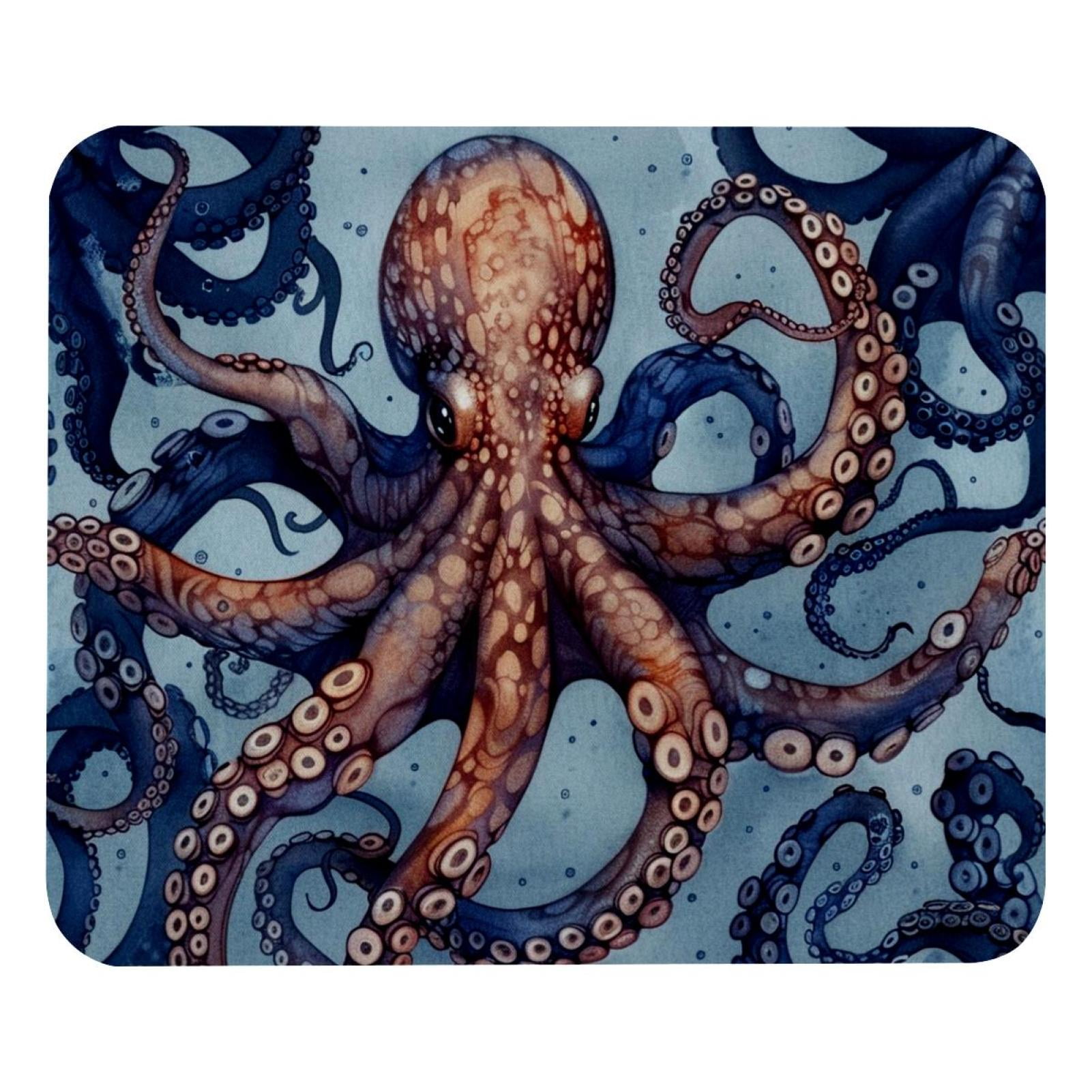 Octopus Printed Square Mouse Pad, 8.3x9.8 Inch, Non-Slip Rubber Bottom ...