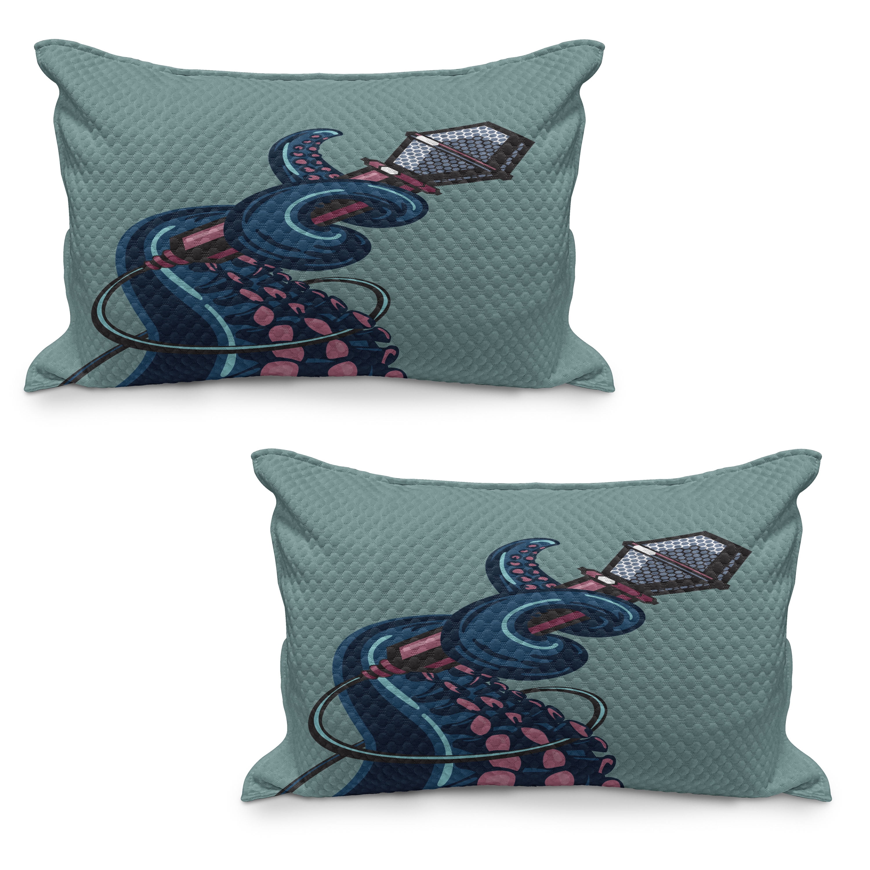 Octopus Quilted Pillowcover Set of 2, Octopus Tentacle Holding a ...