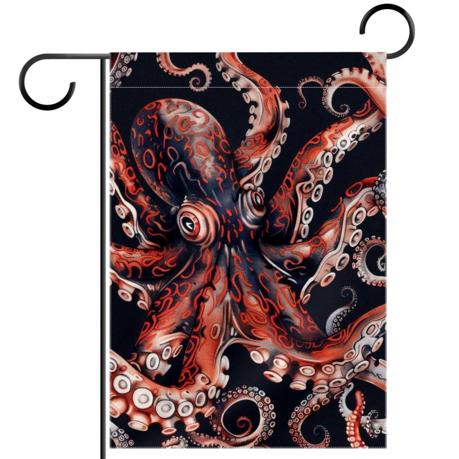 Octopus Red Pattern Welcome Garden Flags, 12 x 18 Inch Double Sided ...