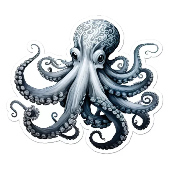 Octopus Sea Monster Sticker Indoor Outdoor Phone Decal Water Bottle ...