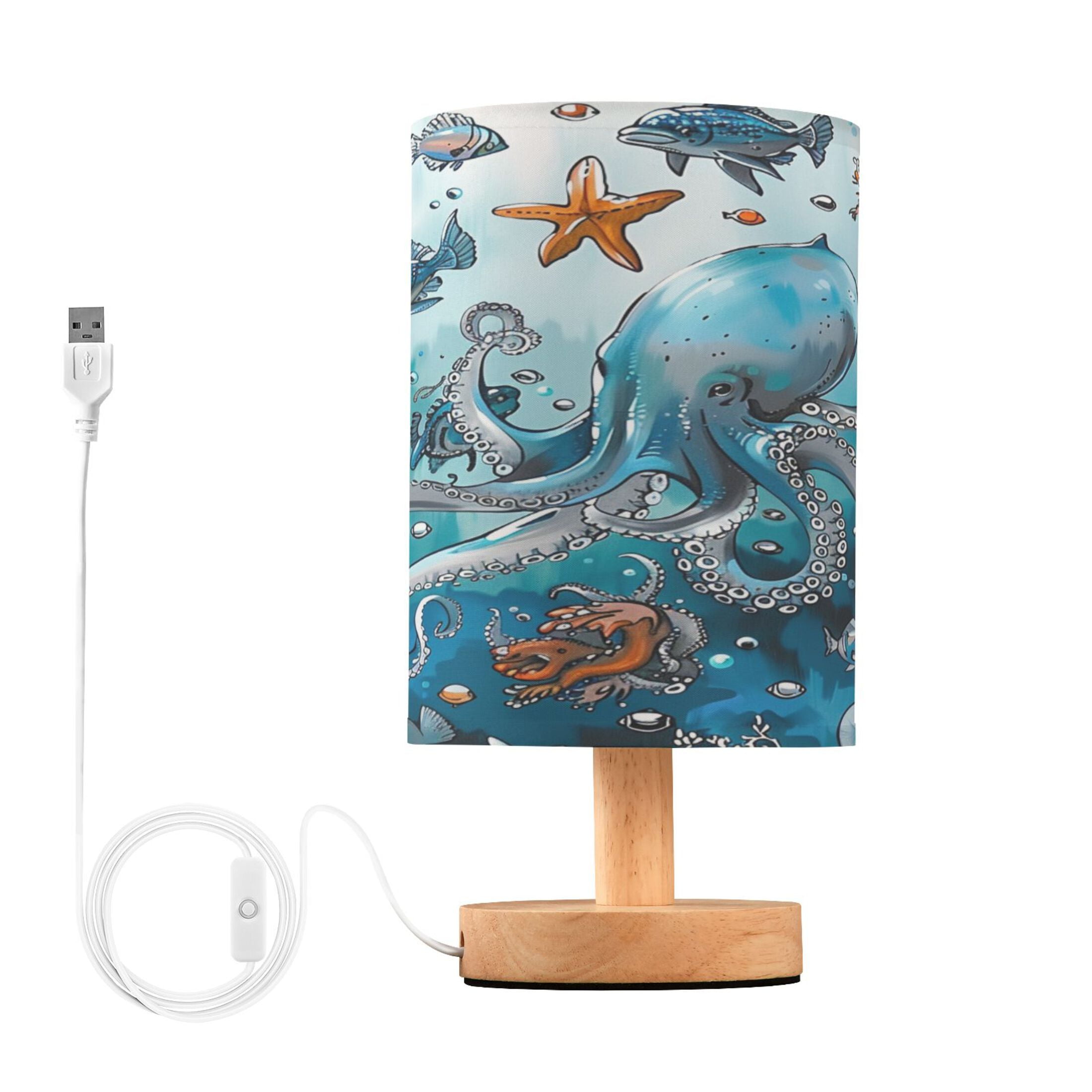 Octopus Sea Star Fish Bedside Table Lamp Desk Warm Lights with USB ...