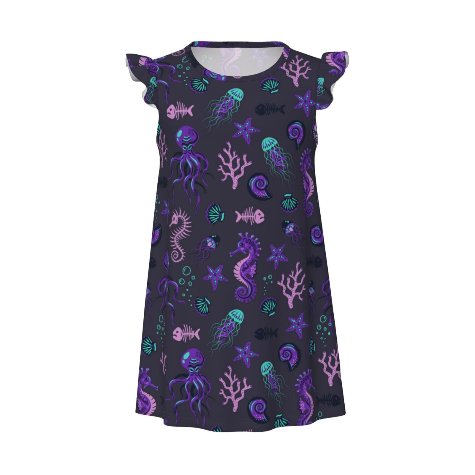 Octopus Seahorse Jellyfish Purple Girls Nightgowns, Pajamas for Girls ...