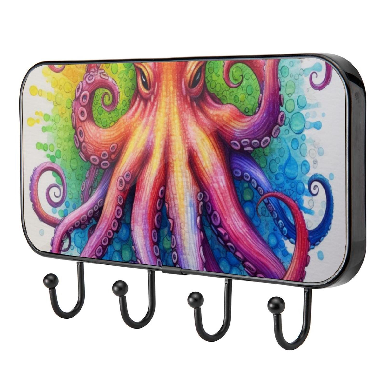 Octopus Self Adhesive Towel Coat Wood Iron Hooks for Home Keys Door ...