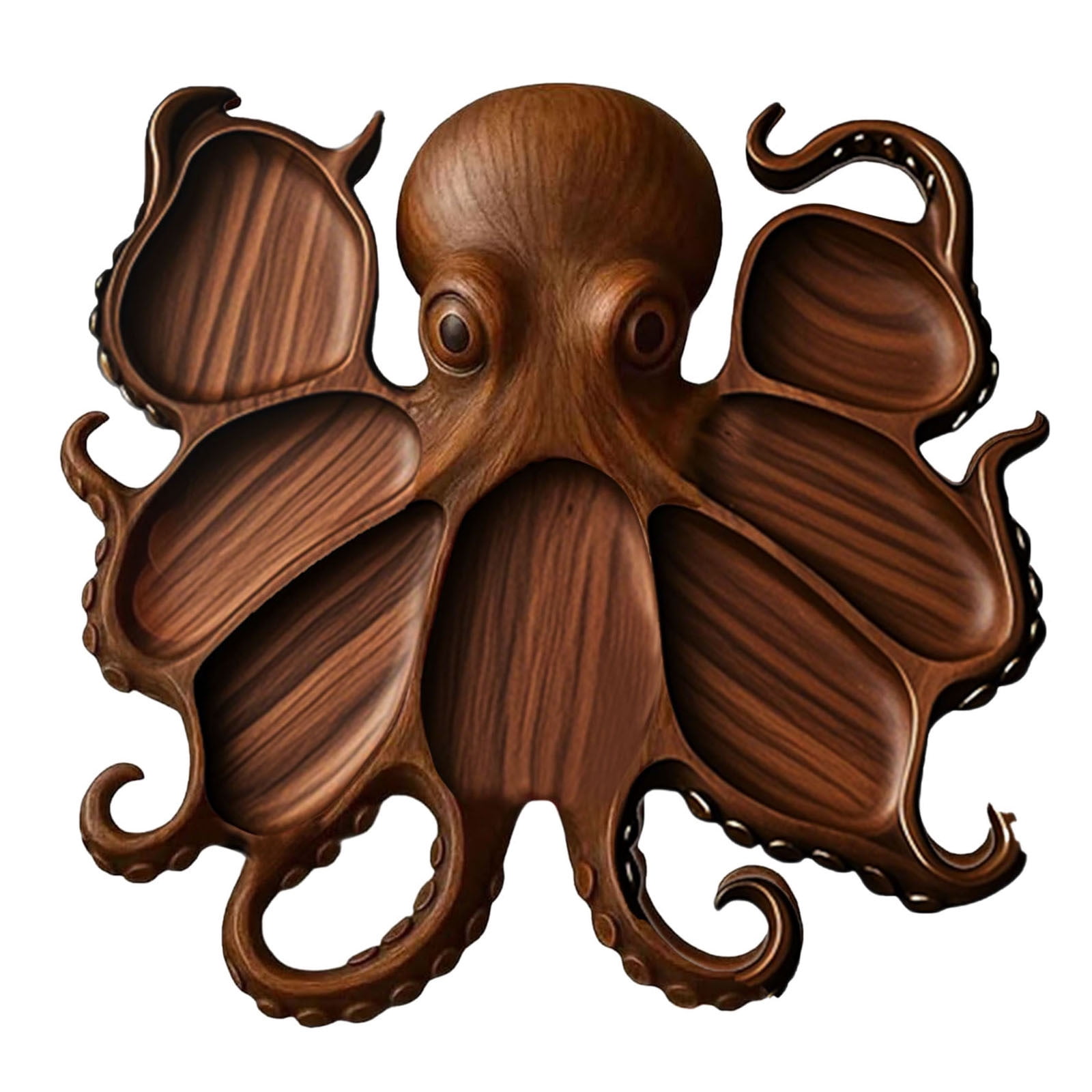 Octopus Shaped Charcuterie Platter, 12 Inch Nautical Wood Serving Tray ...