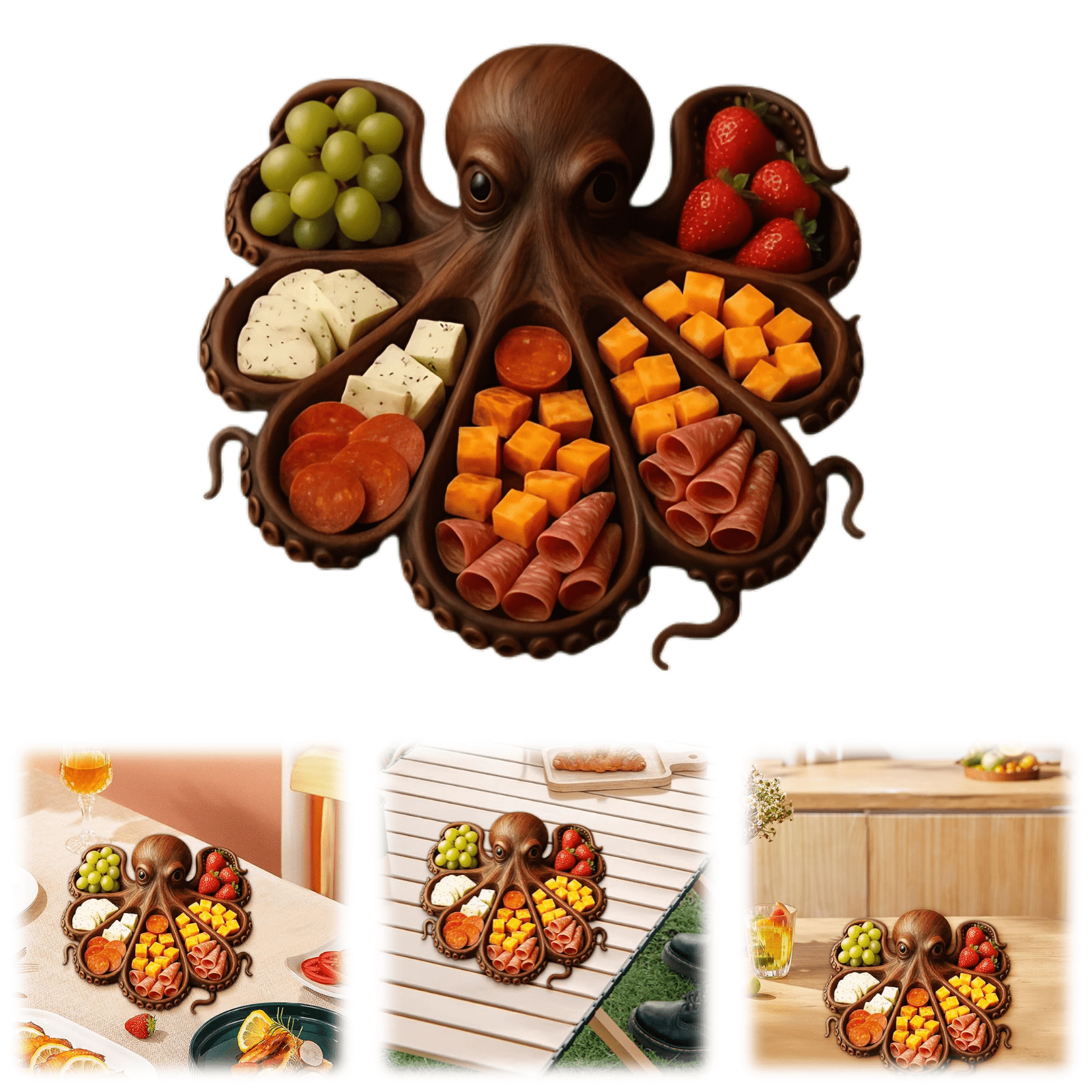 Octopus Shaped Serving Tray, Coastal Snack Fruit Platter for Seafood ...