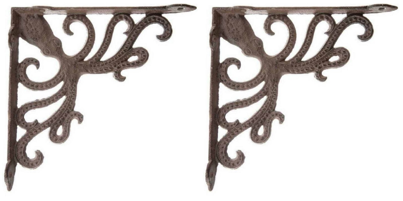 Octopus Shelf Brackets Set of 2 Cast Iron Antiqued Brown - Walmart.com