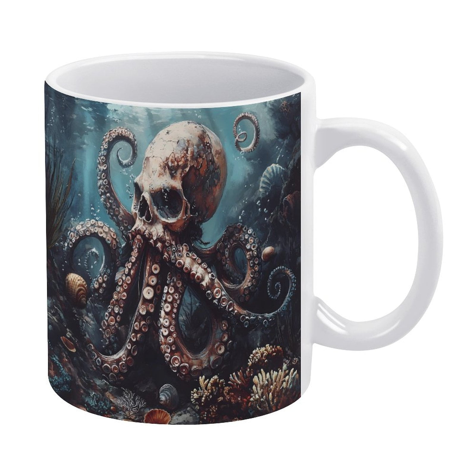 Octopus Skull 11oz Coffee Mug with Handles Ceramic Tea Cup For Water ...