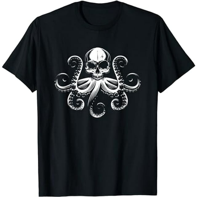 Octopus Skull Pirate Ship Crossed Bones Freebooter Marine T-Shirt ...