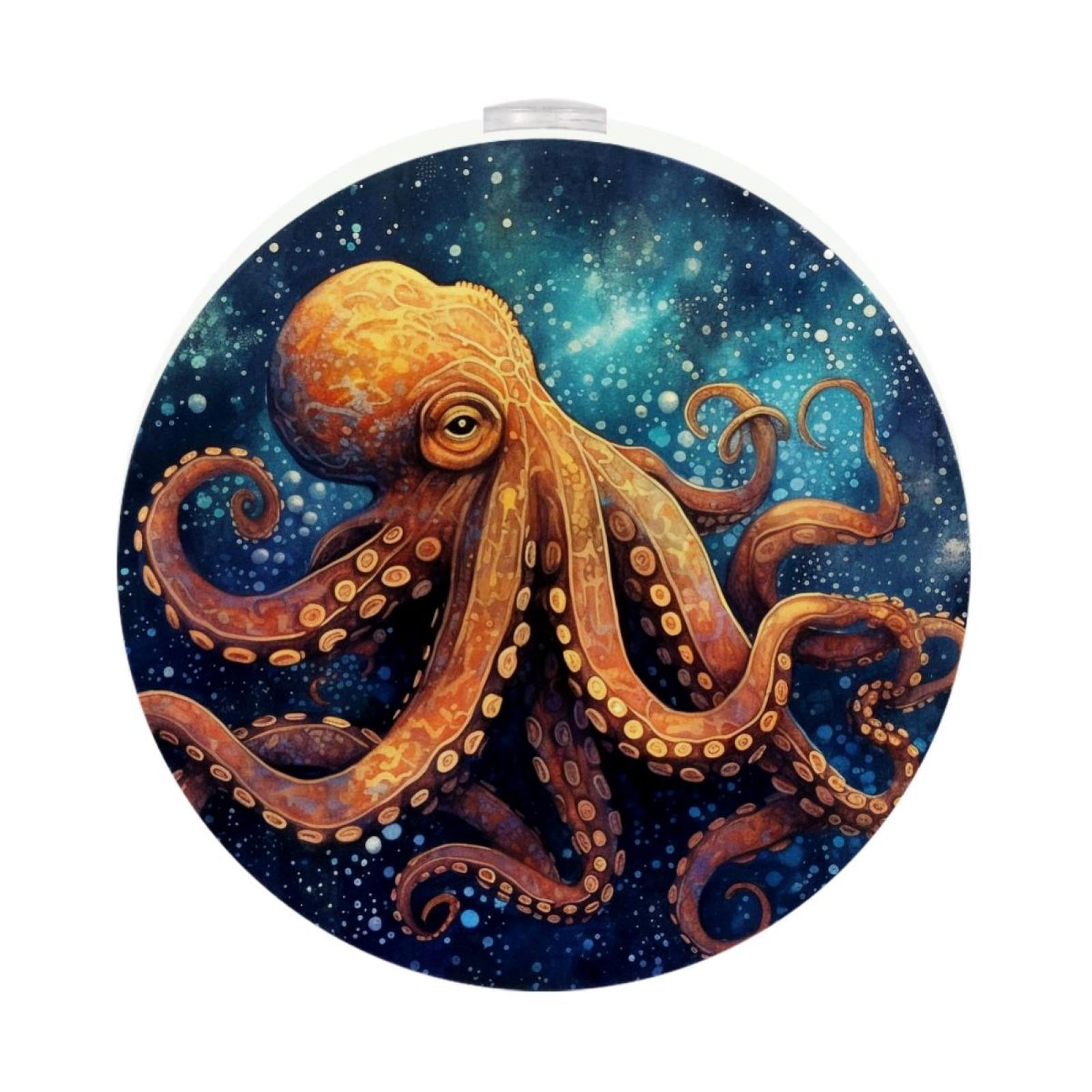 Octopus Small LED Night Light - 2 Pack Wall Lights Set with Induction ...