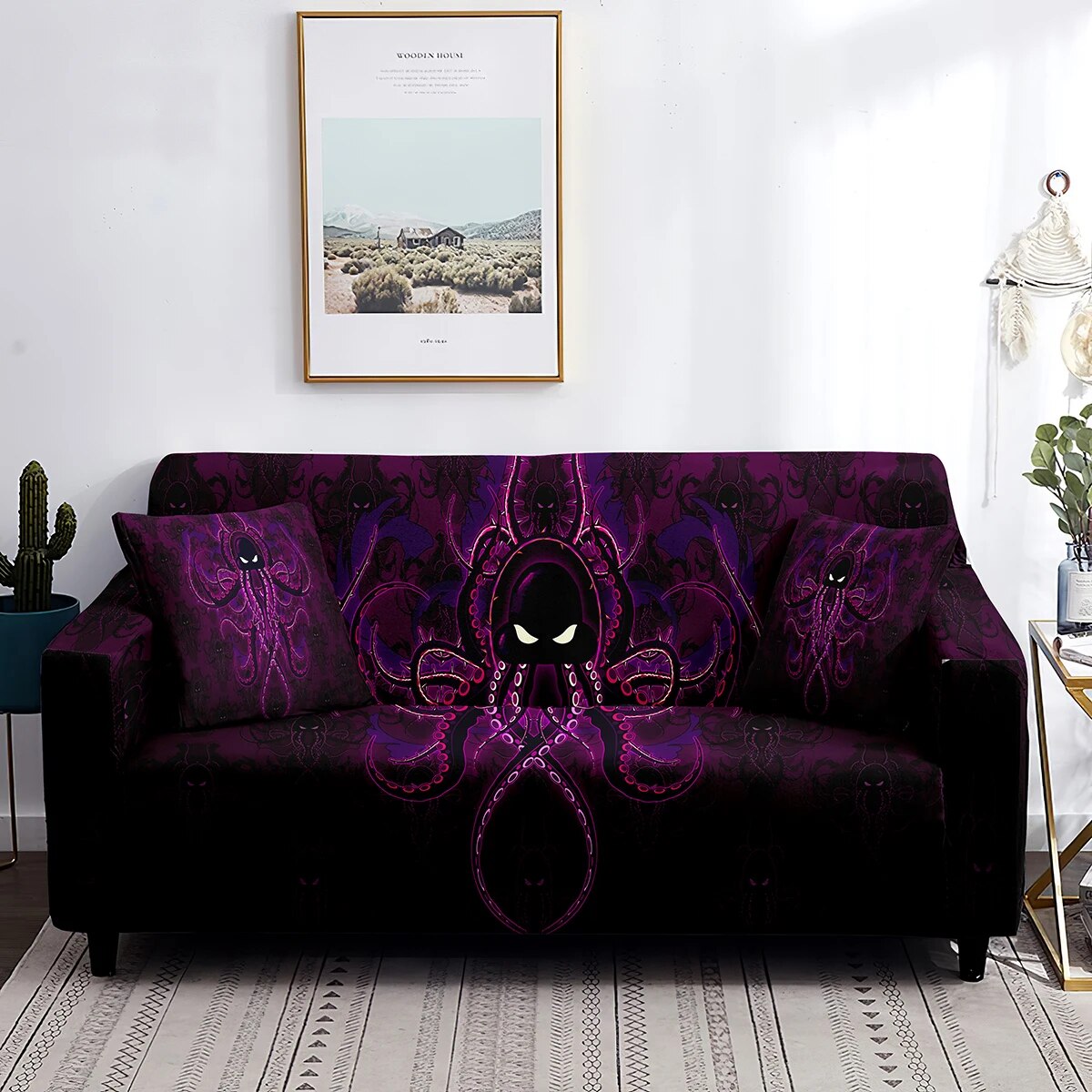 Octopus Sofa Cover Cartoon Marine Wildlife Room Decor Stretch Couch ...