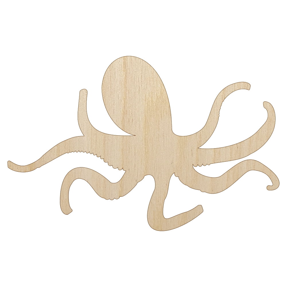 Octopus Solid Wood Shape Unfinished Piece Cutout Craft DIY Projects - 4 ...