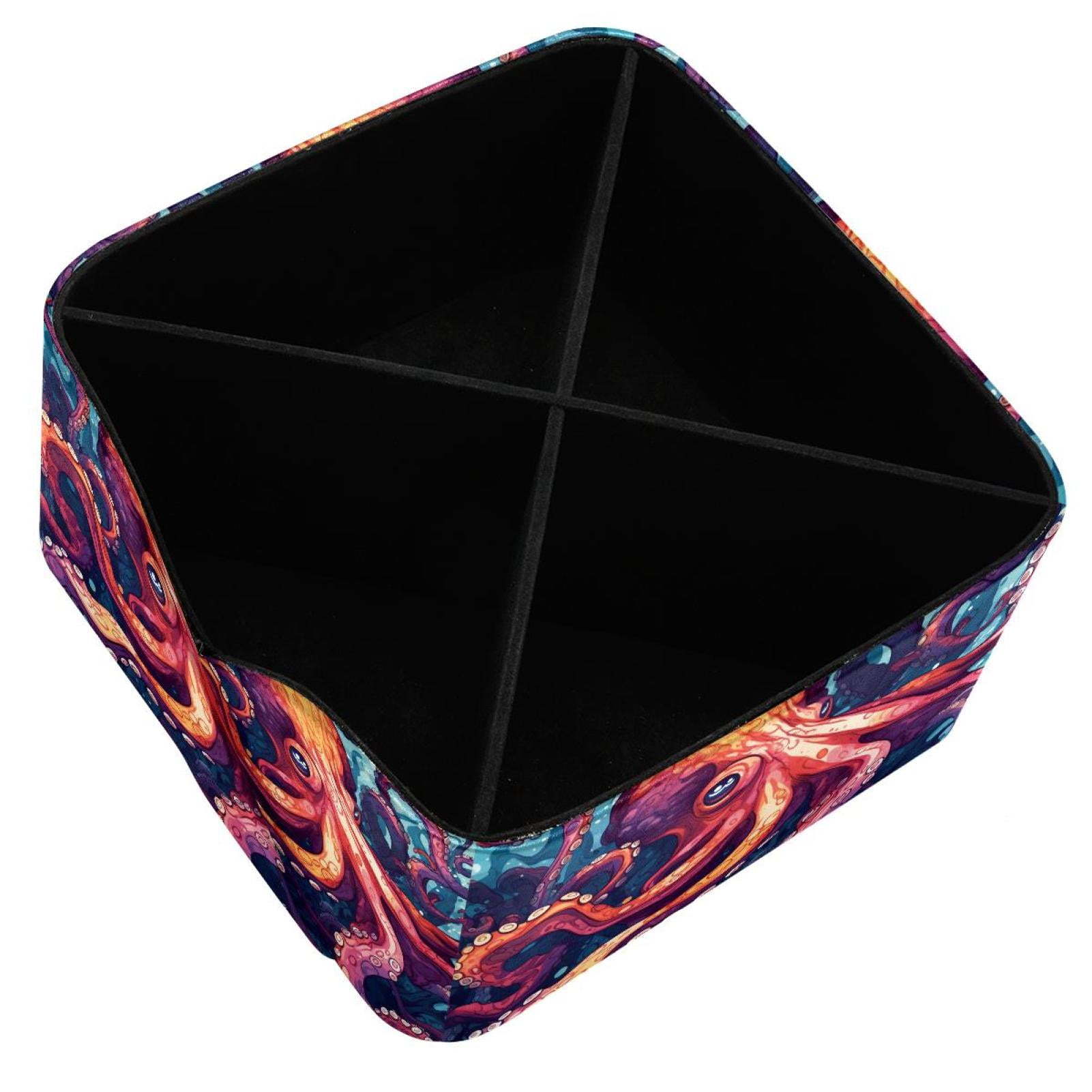 Octopus Square Brush Holder with 4 Compartments and Removable Dividers ...