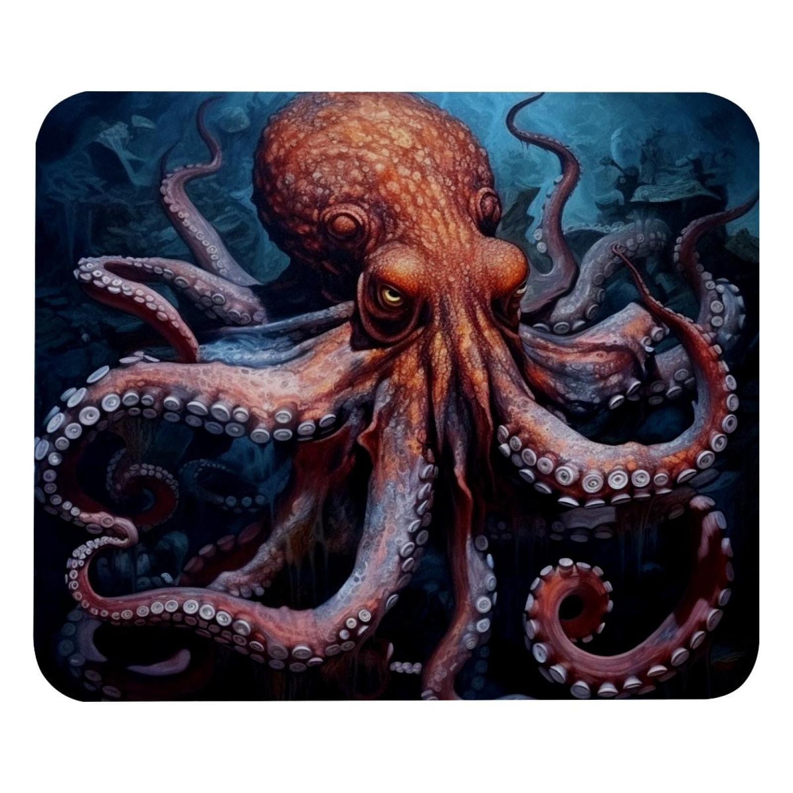Octopus Square Desk Mat Gaming Mouse Pad, 8.3x9.8 Inch Non-Slip Rubber ...