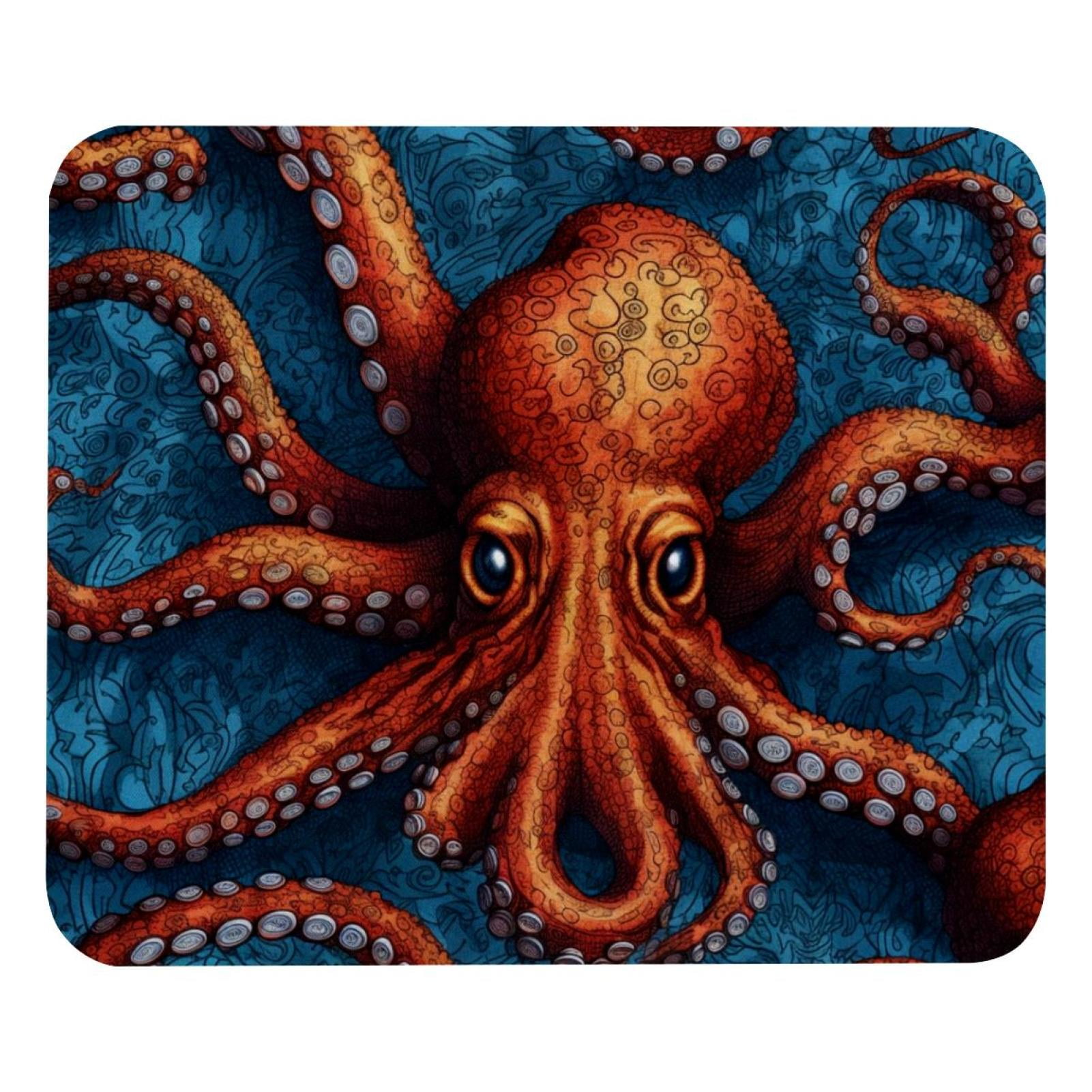 Octopus Square Desk Mat Gaming Mouse Pad, 8.3x9.8 Inch Non-Slip Rubber ...