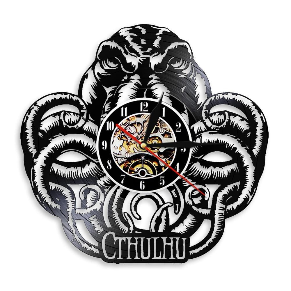 Octopus Squid Cthulhu Art Wall Clock Eldritch Cthulhu Idols Vinyl ...