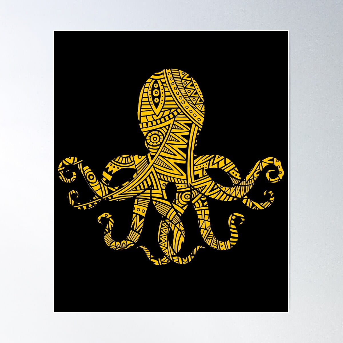 Octopus Squid Maori Tribal Tattoos Poster Wall Art, Modern Wall Decor ...