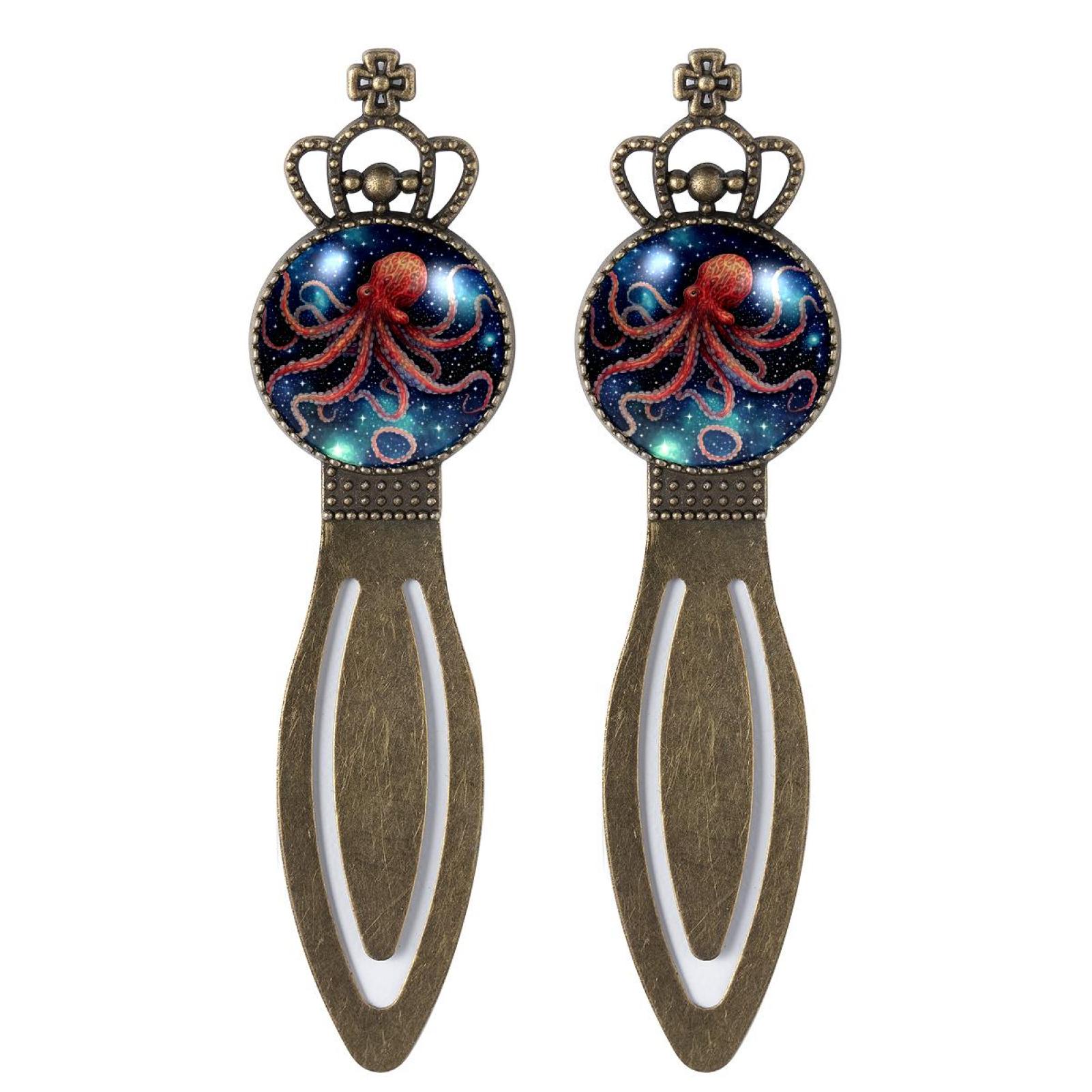 Octopus Stainless Steel Crown-Shaped Bookmarks – Set of 2, Unique Gift ...