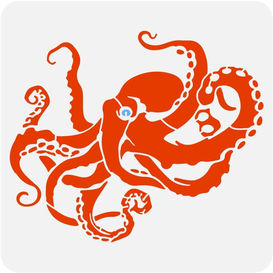 Octopus Stencil for Painting 11.8x11.8 inch Plastic PET Flower Octopus ...