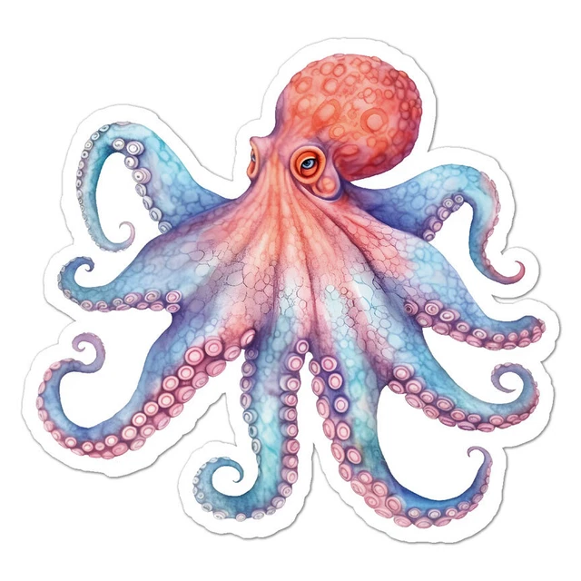 Octopus Sticker Indoor Outdoor Phone Decal Water Bottle Stickers Car ...