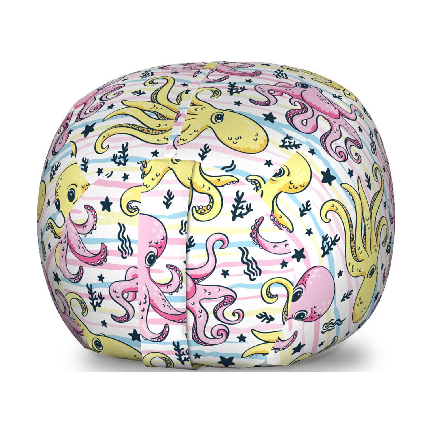 Octopus Storage Toy Bag Chair, Cartoon Style Sea Life Animal and Plant ...