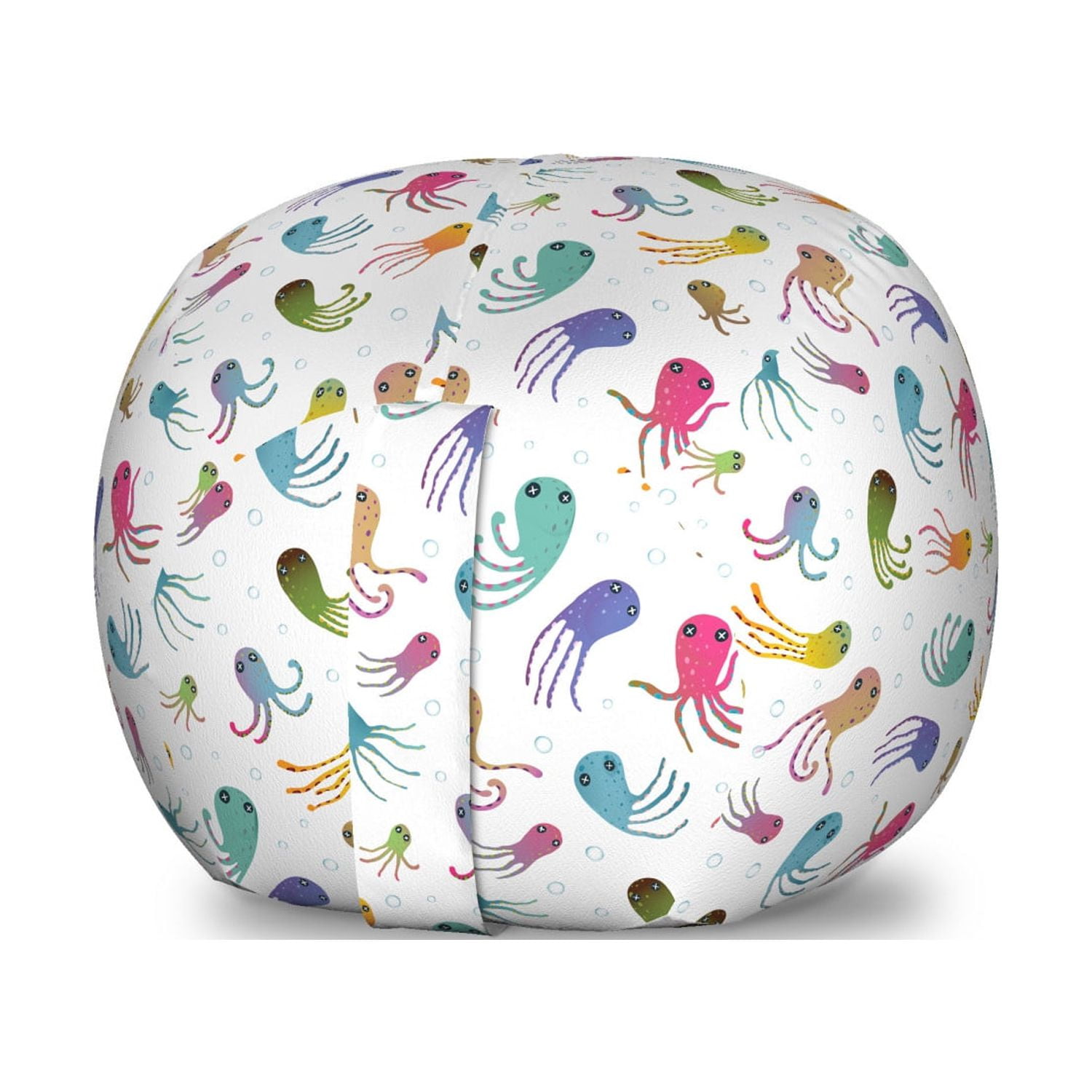 Octopus Storage Toy Bag Chair, Doodle Style Ocean Animals Maritime ...