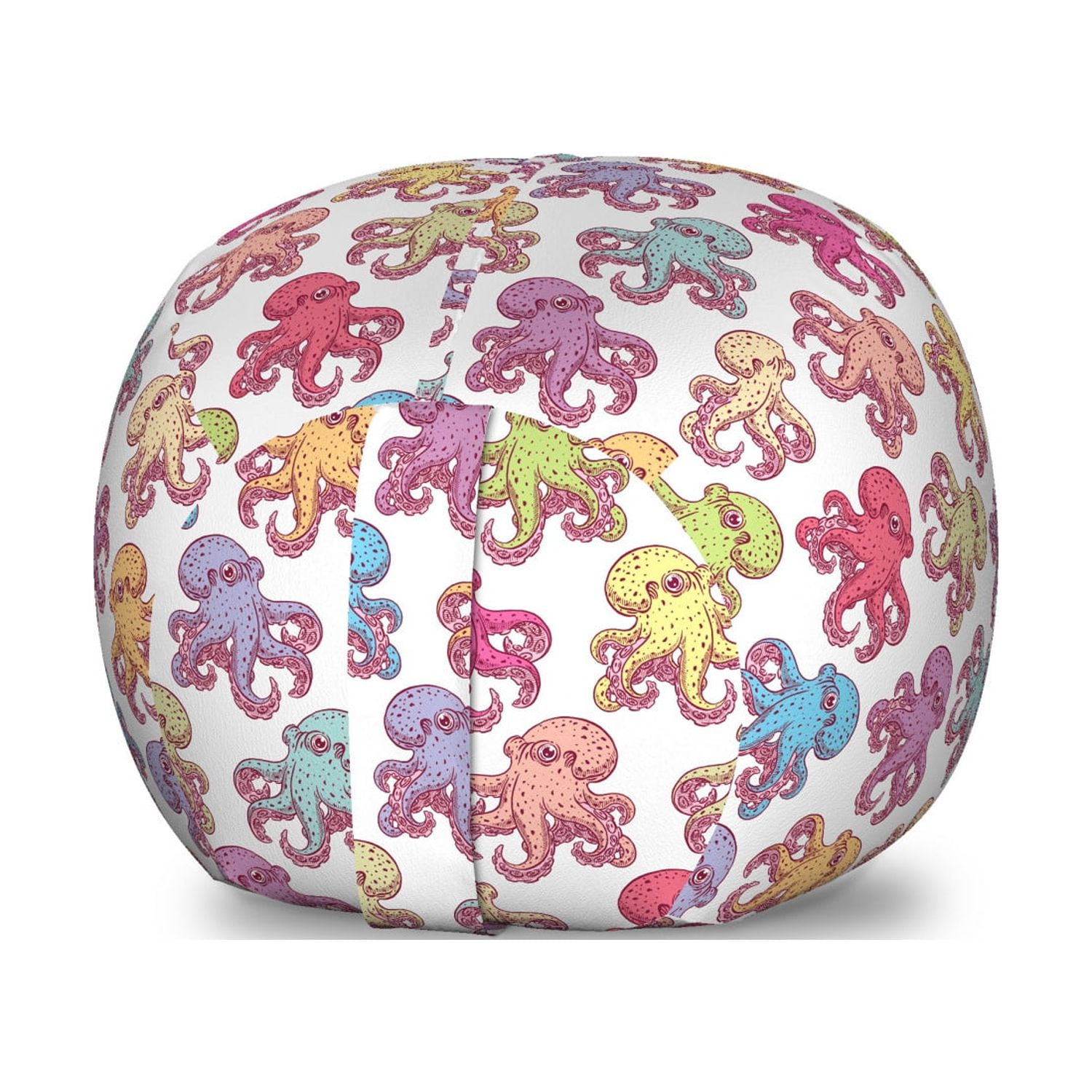 Octopus Storage Toy Bag Chair, Hand Drawn Animal Pattern with Tentacles ...