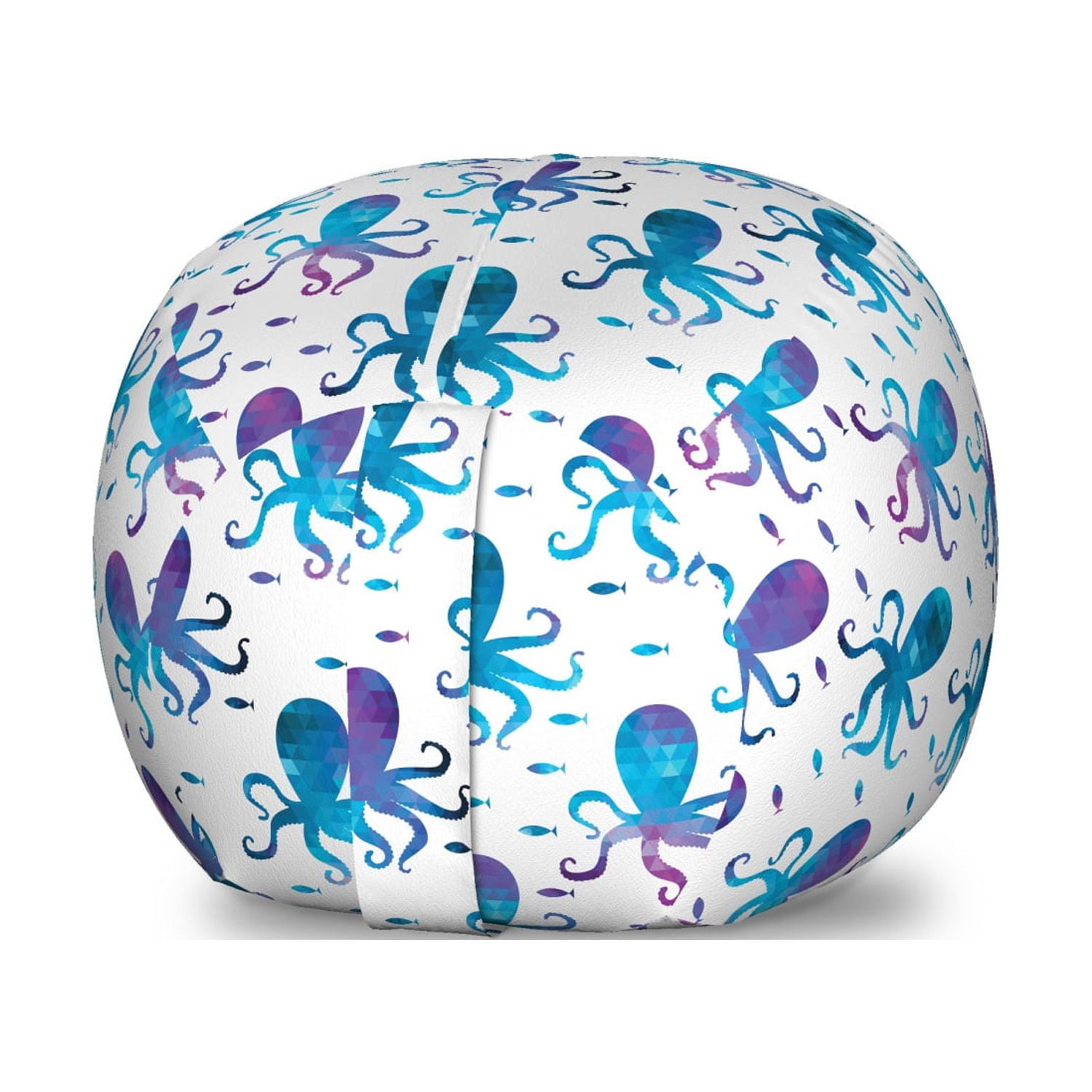 Octopus Storage Toy Bag Chair, Mosaic Pattern Marine Animal Silhouettes ...