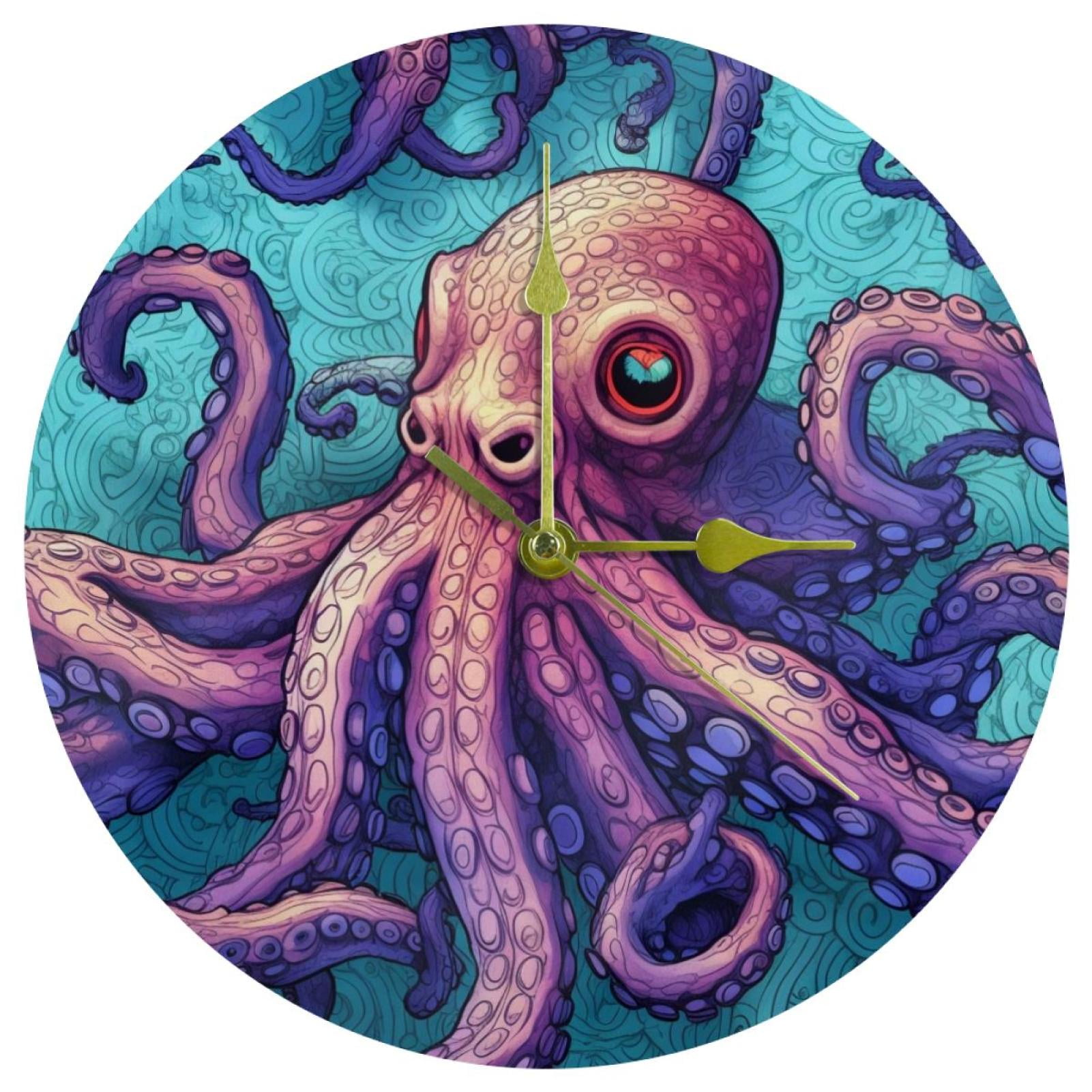 Octopus Stylish Acrylic Wall Clock - Contemporary Circular Design ...