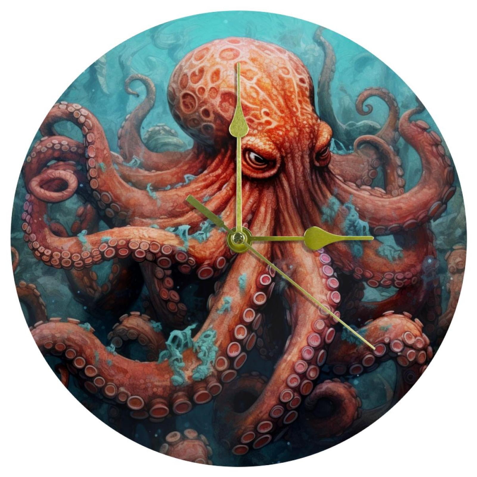 Octopus Stylish Circular Wall Clock - Durable Acrylic Material - Modern ...