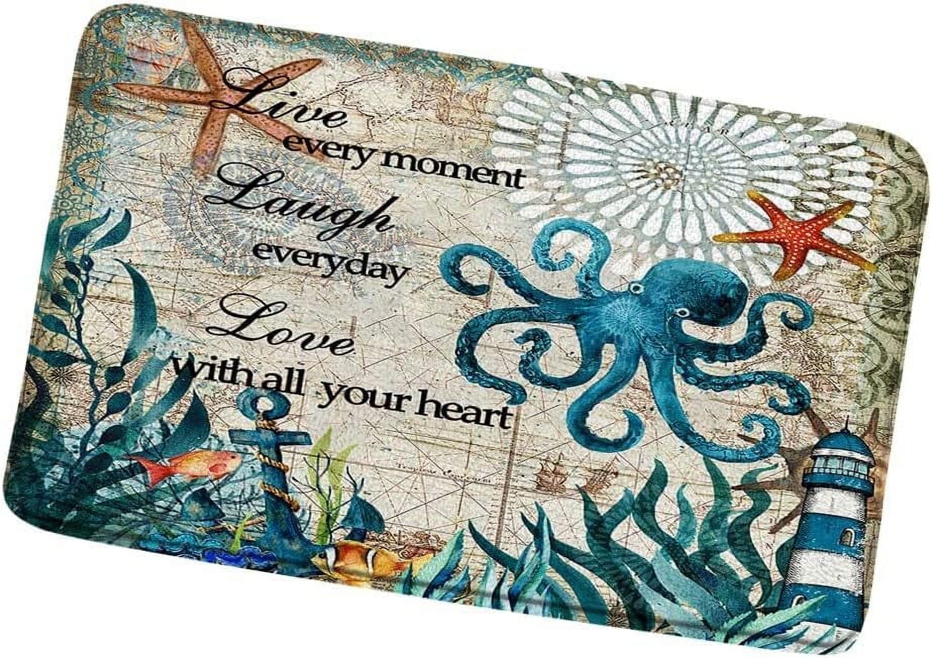 Octopus Tentacle Bath Mat Inspirational Quote Bathroom Rugs Kraken ...