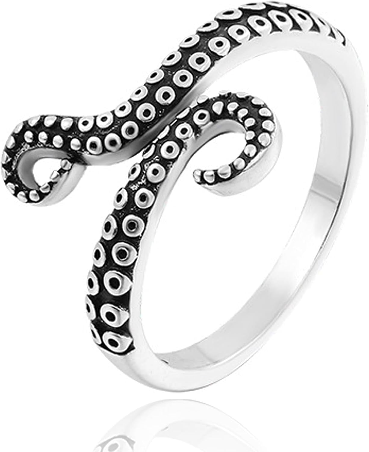 Octopus Tentacle Statement Ring For Women Men Silver Plated Vintage Punk Adjustable Goth Cool ...