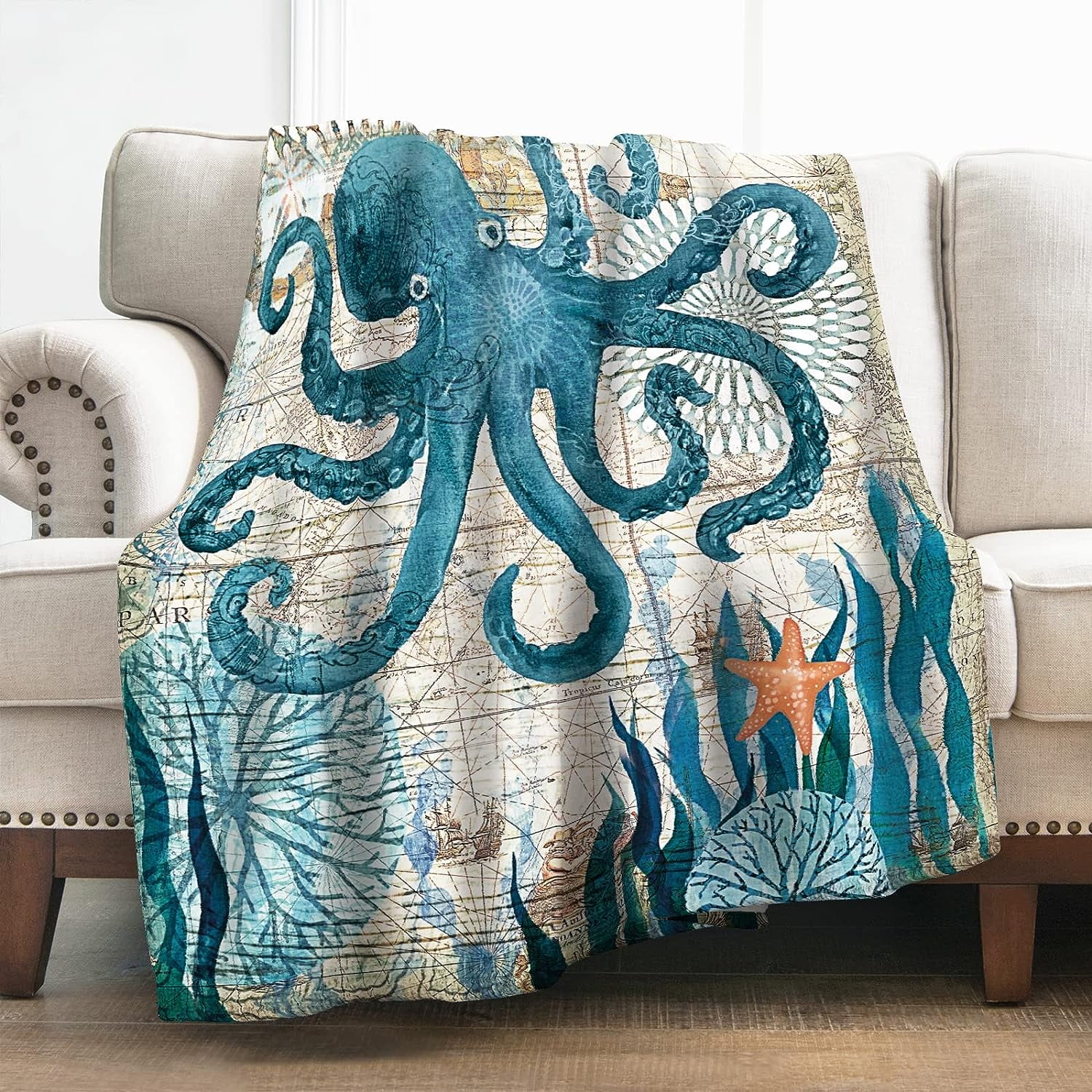 Octopus Throw Blanket Gifts for Women Girls, Ocean Animal Theme Decor ...