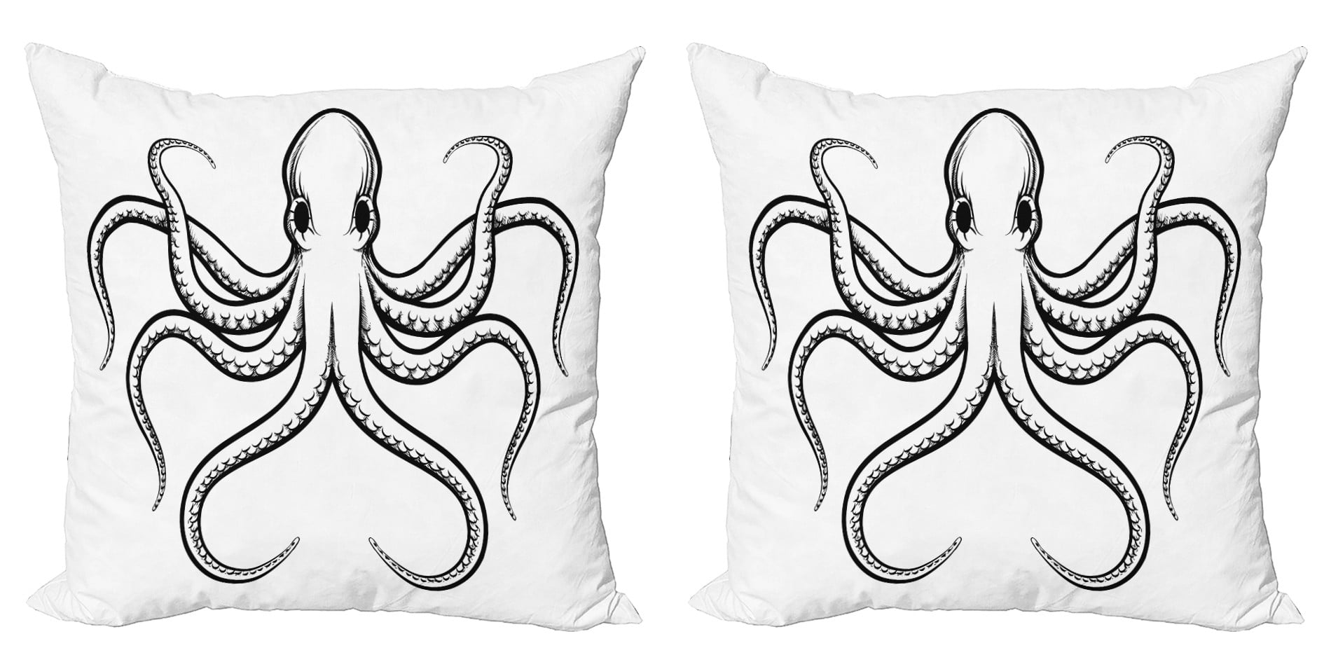 Ambesonne Octopus Throw Pillow Cover 2 Pack, Sea Animal as Monster Art ...