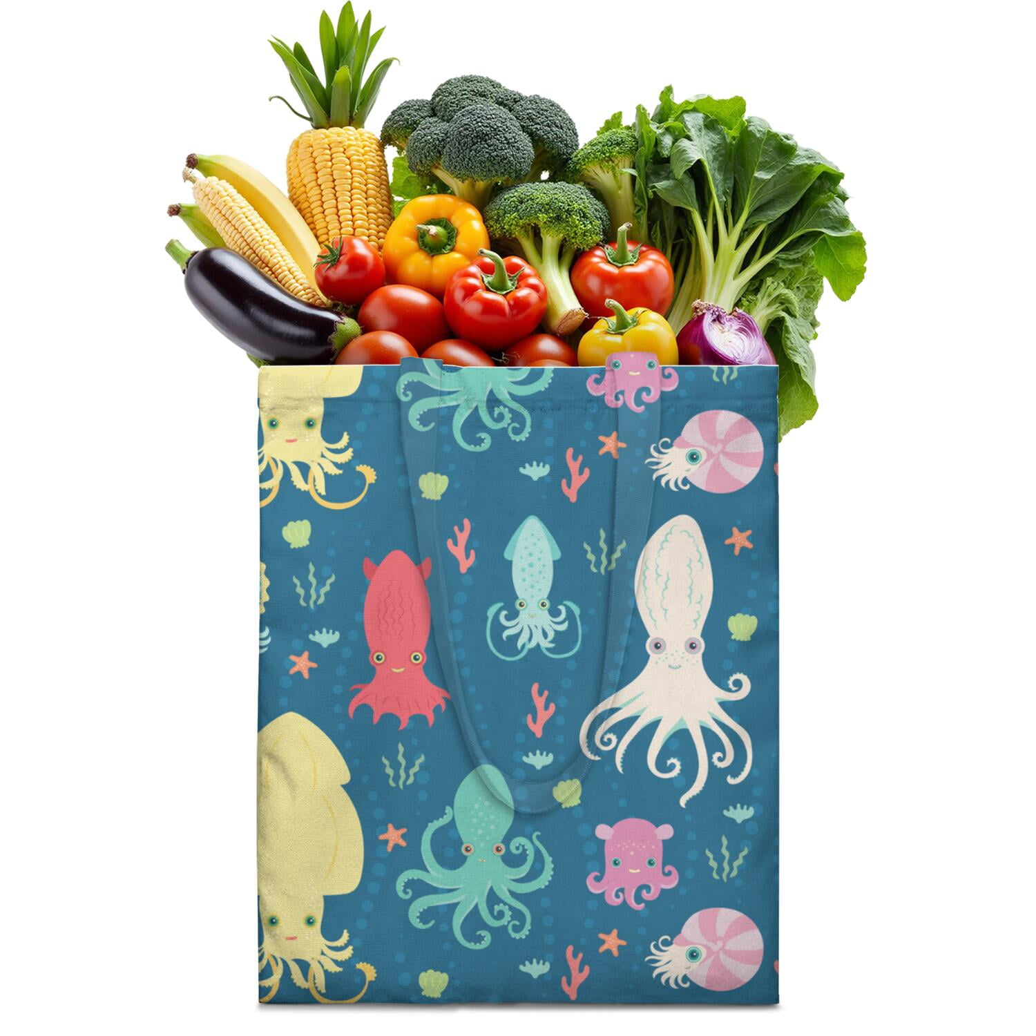 Octopus Watercolor Drawstring Backpack – Nautical Sea Creature Gym Bag ...