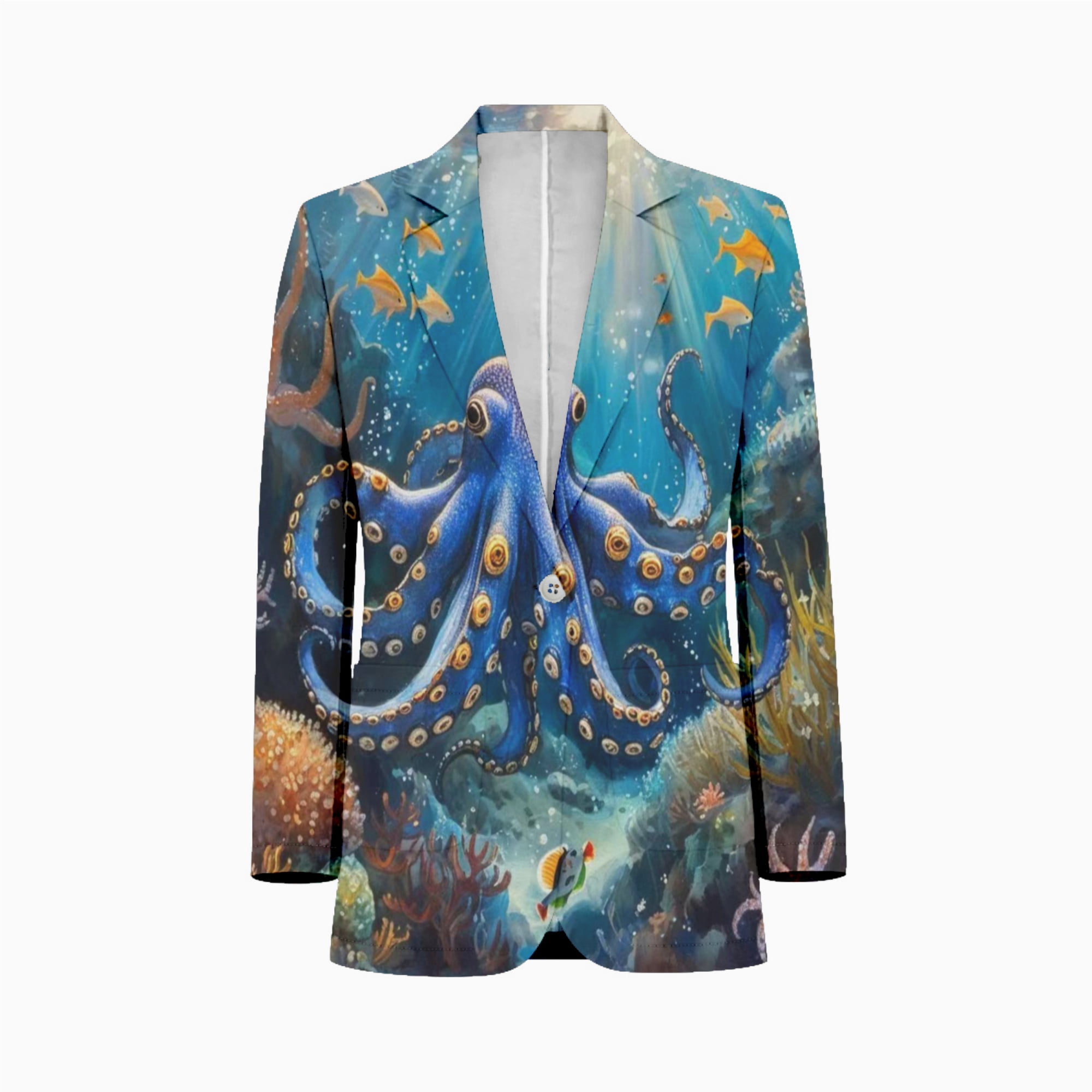 Octopus Watercolor Painting Customized Men's Suits full man Shawl ...
