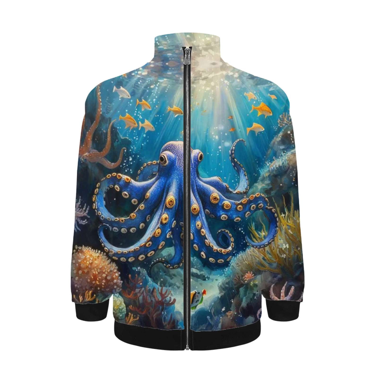 Octopus Watercolor Painting Jacket Men's Street Cool Long Sleeves Coat ...