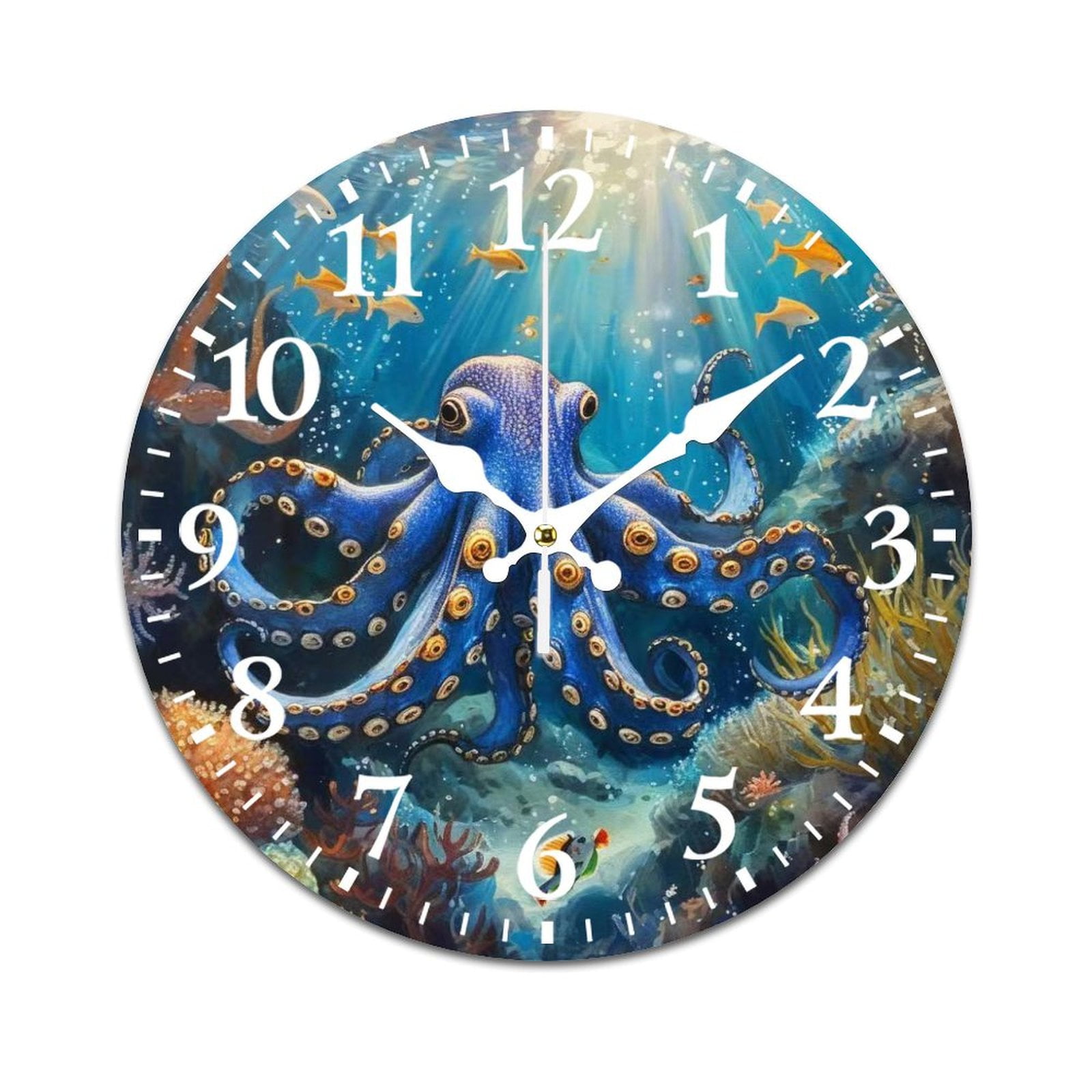 Octopus Watercolor Painting Wall Clock Modern Design Clocks Wall ...