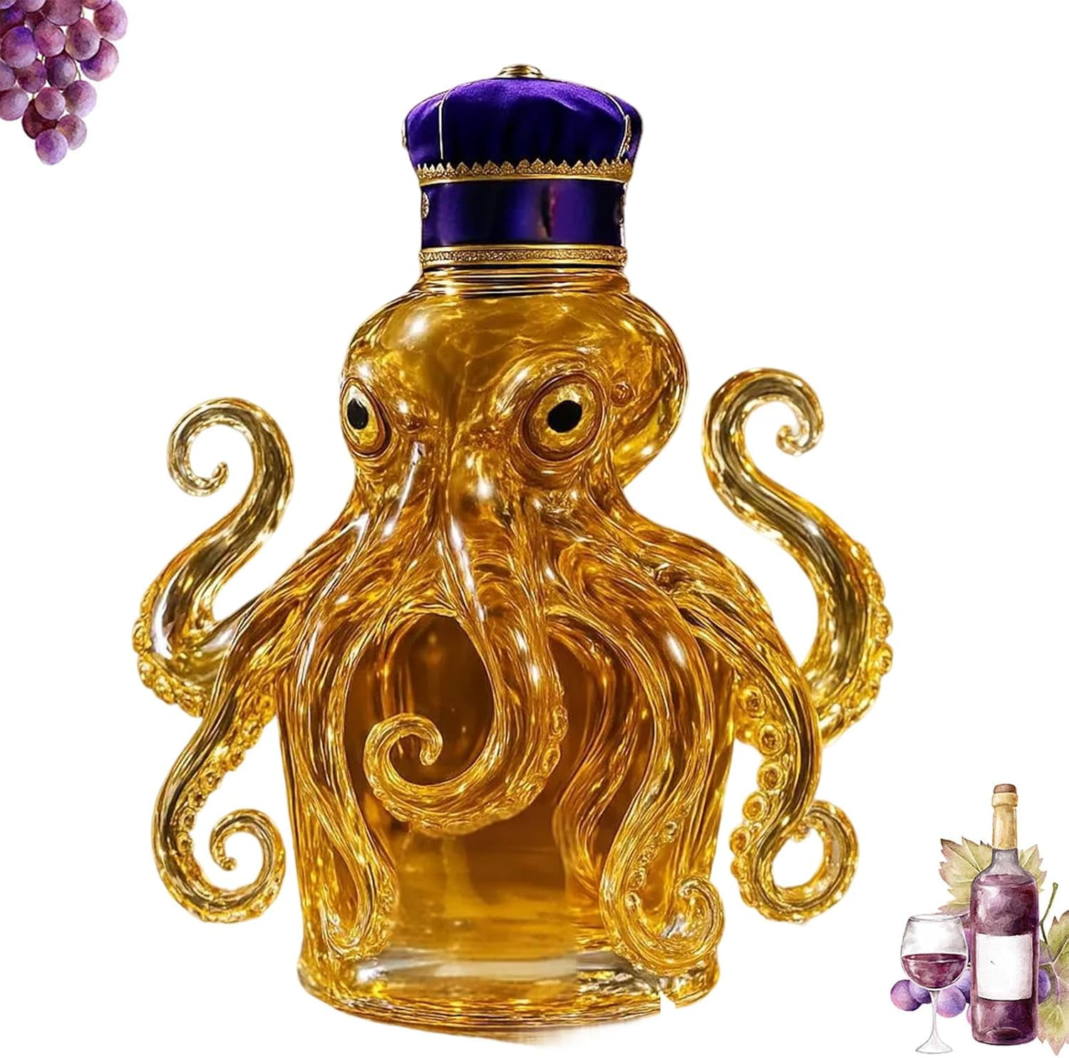 Octopus Whiskey Bottle, Handmade Octopus Whiskey Decanter Bottle ...
