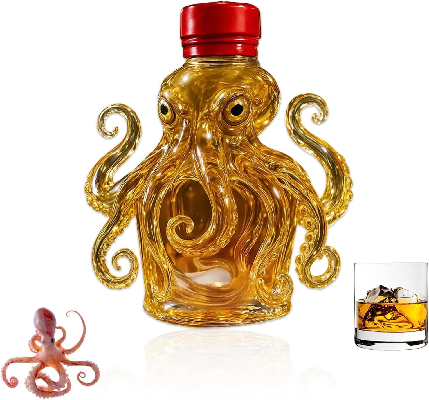 Octopus Whiskey Bottle, Octopus Shaped Whiskey Decanter, Novelty Ocean ...