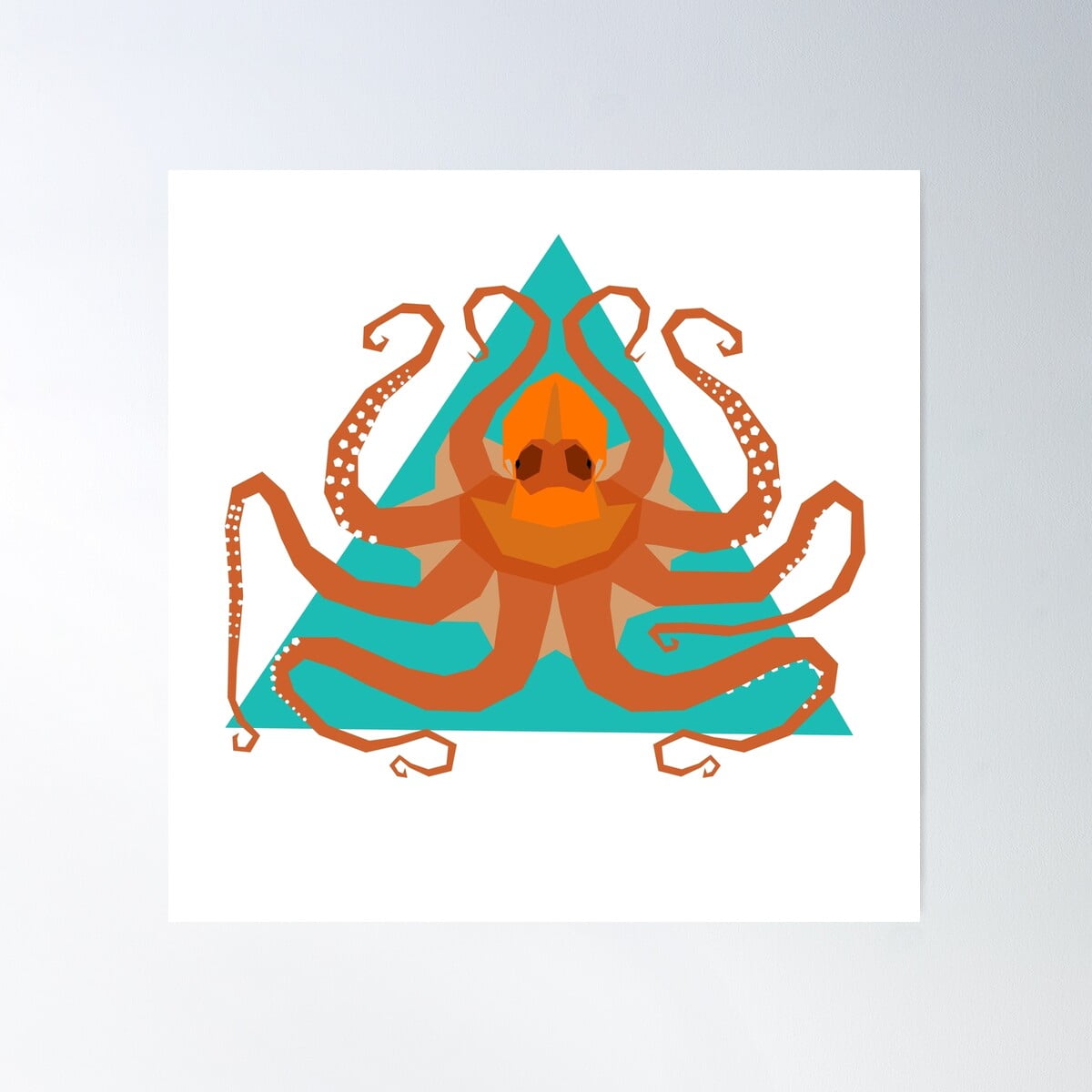 Octopus With Triangle Background Poster Wall Art, Modern Wall Decor For Living Room Bedroom ...