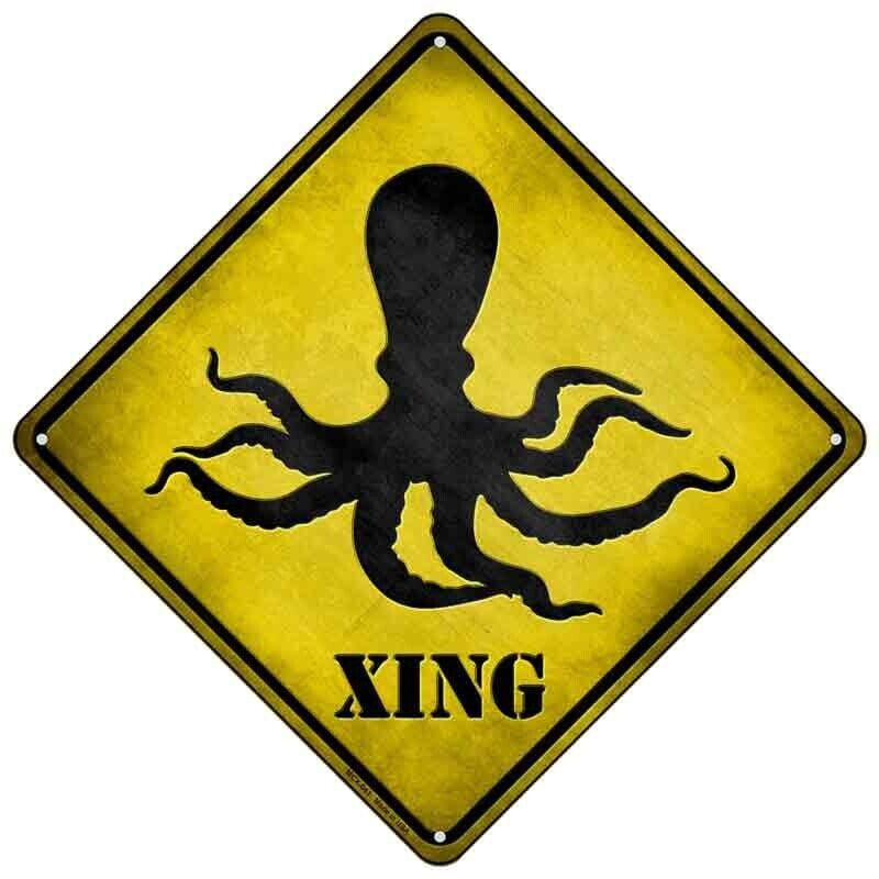 Octopus Xing Novelty Mini Metal Road Notice Crossing Sign Size: 12 inch ...