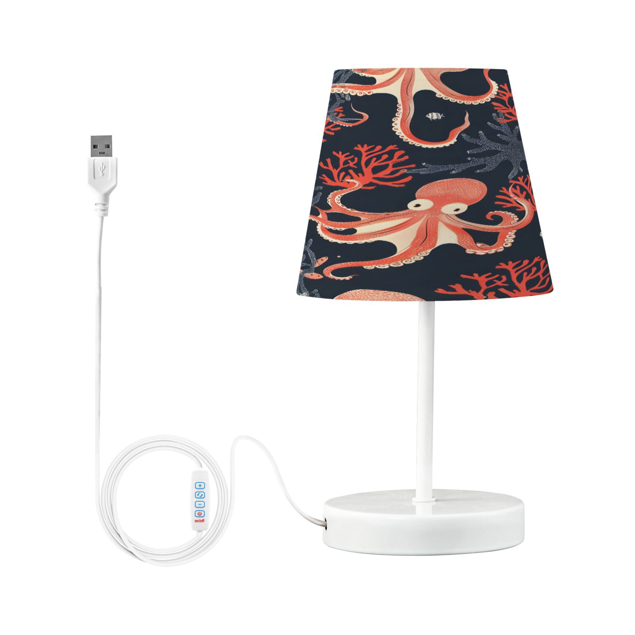 Octopus and Coral in Sea Desk Lamp LED Table Nightstand Lamps with 3 ...
