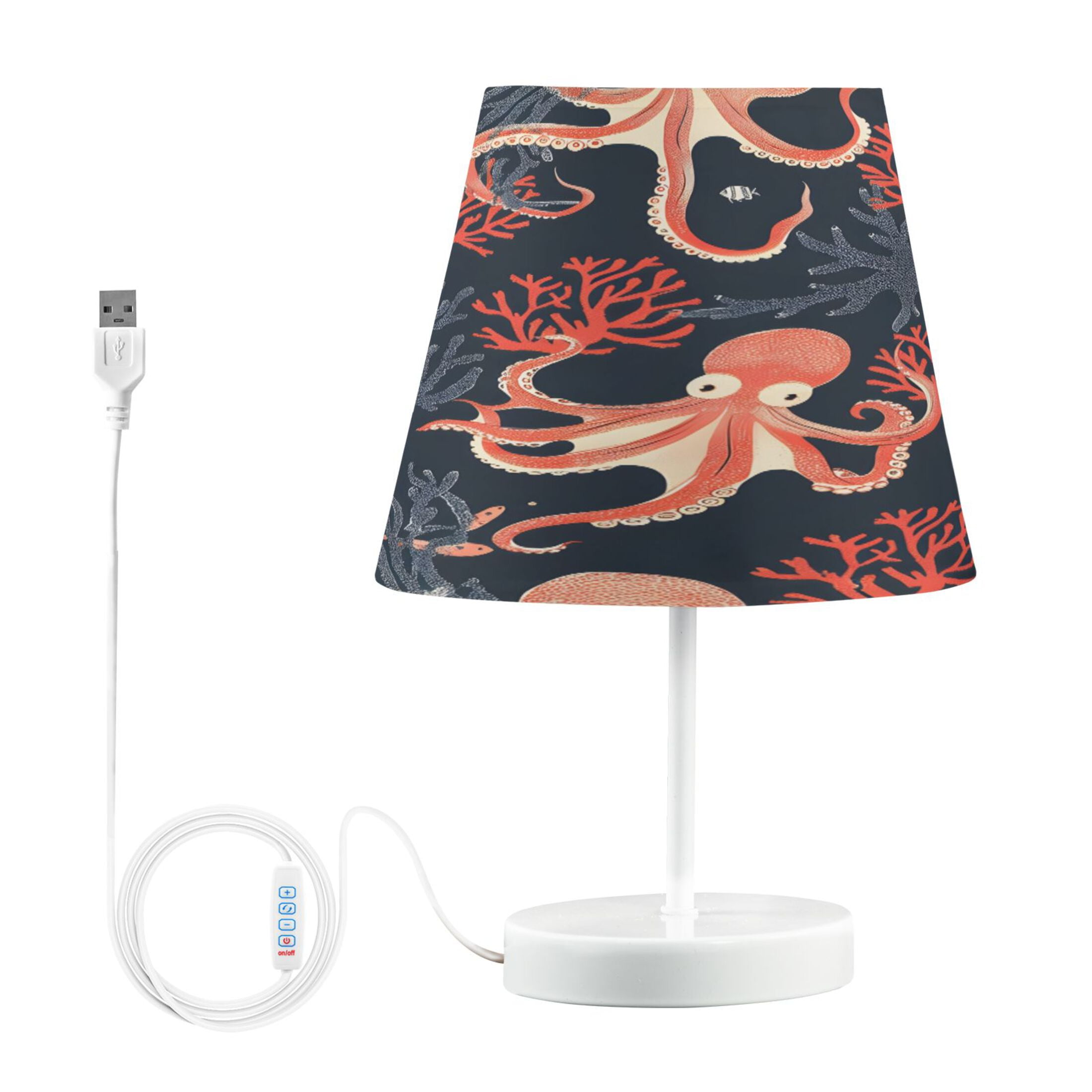 Octopus and Coral in Sea Desk Lamp LED Table Nightstand Lamps with 3 ...