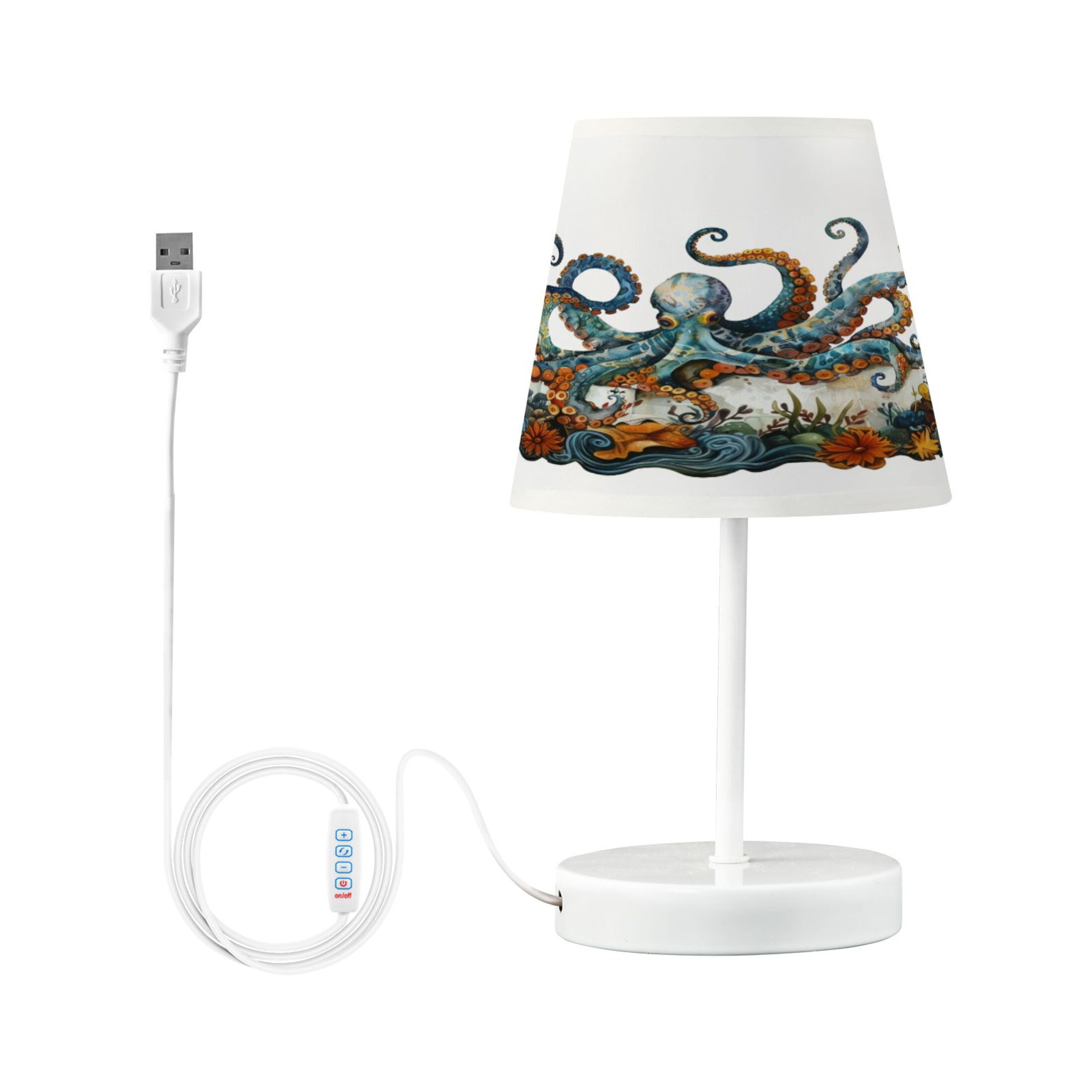 Octopus and Plant Desk Lamp LED Table Nightstand Lamps with 3 Color ...